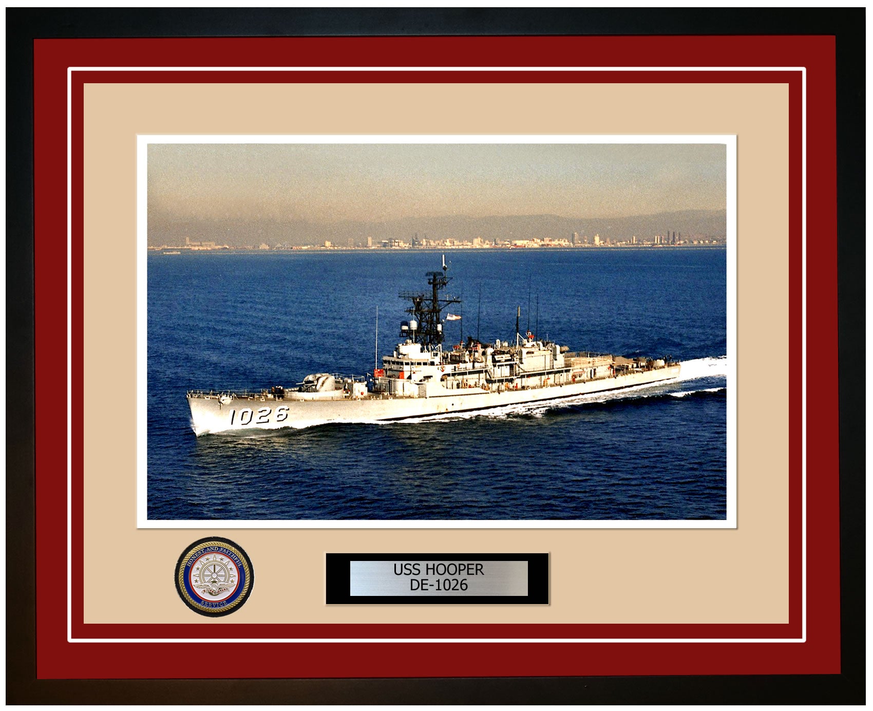 USS Hooper DE-1026 Framed Navy Ship Photo Burgundy – Navy Emporium