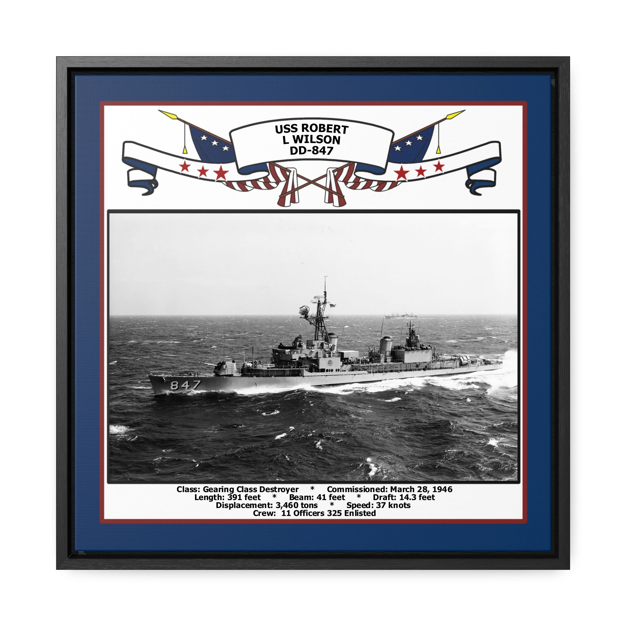 USS Robert L Wilson DD-847 Navy Floating Frame Photo – Navy Emporium