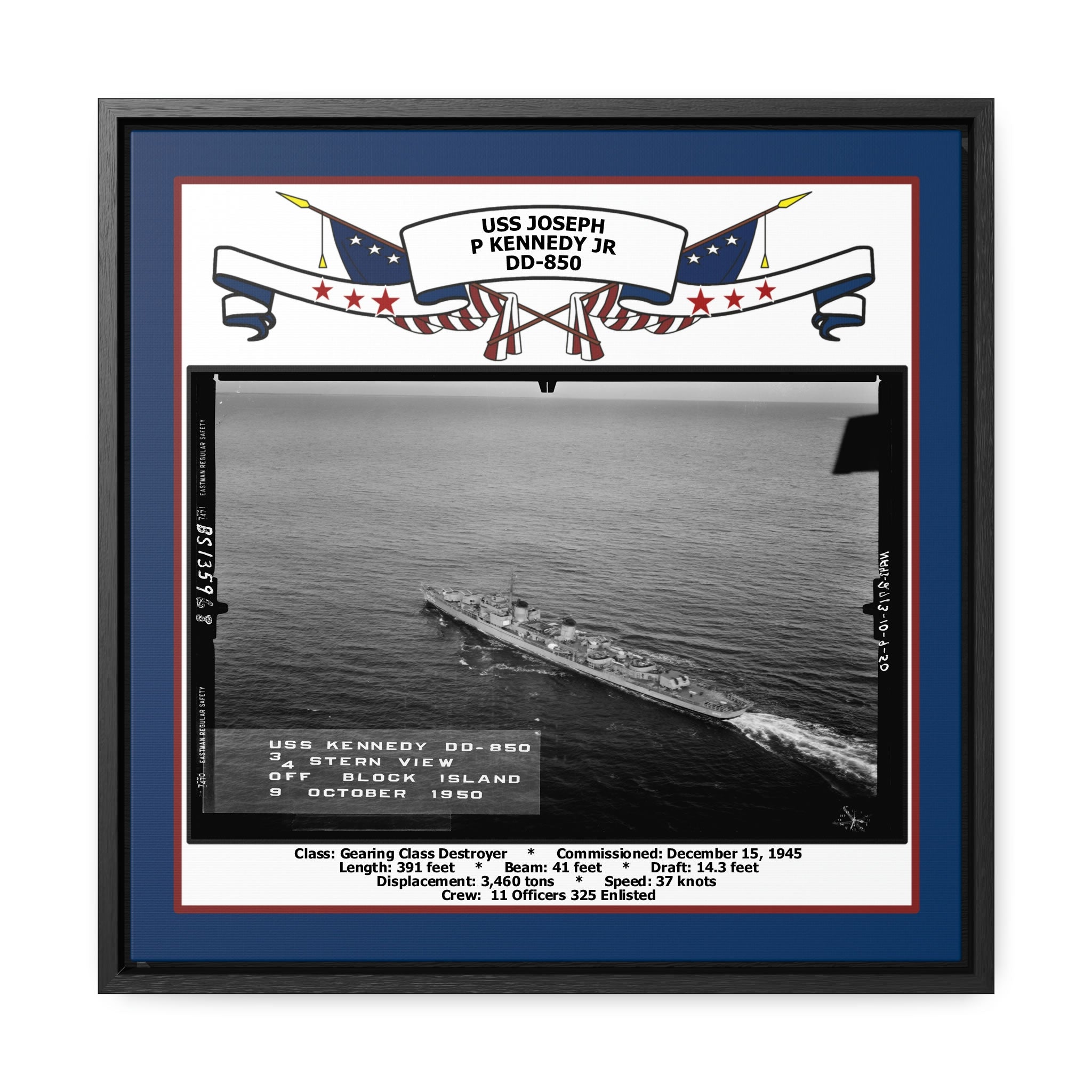 USS Joseph P Kennedy Jr DD-850 Navy Floating Frame Photo – Navy Emporium