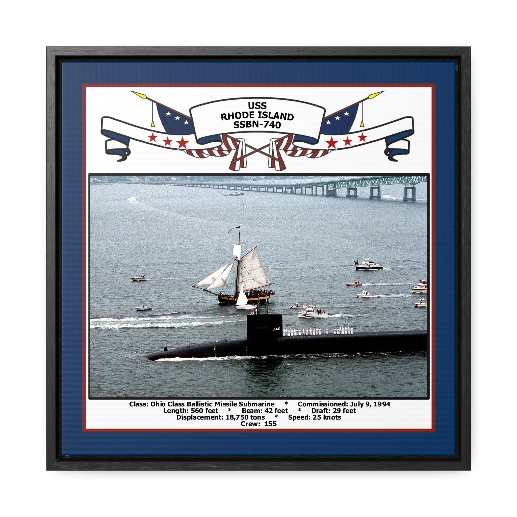 USS Rhode Island SSBN-740 Navy Floating Frame Photo – Navy Emporium