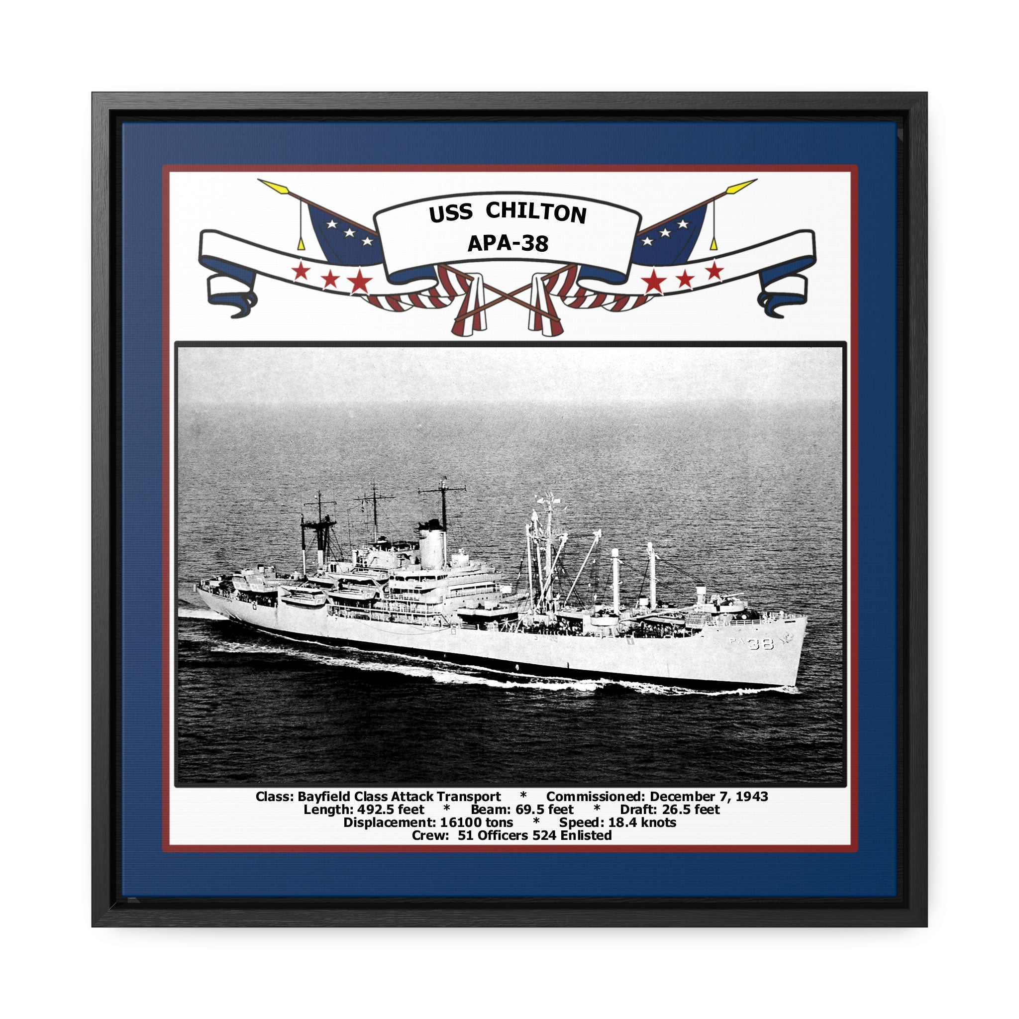 USS Chilton APA-38 Navy Floating Frame Photo – Navy Emporium