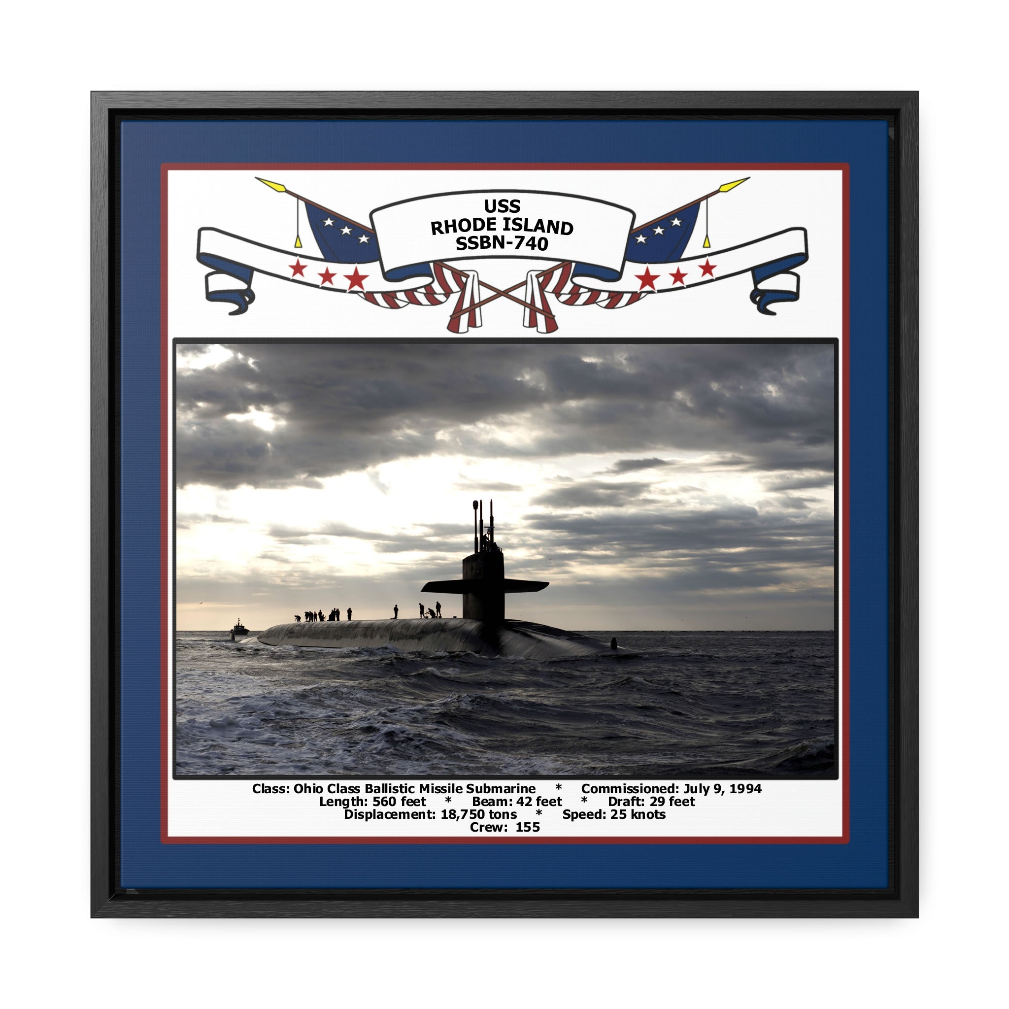 USS Rhode Island SSBN-740 Navy Floating Frame Photo – Navy Emporium