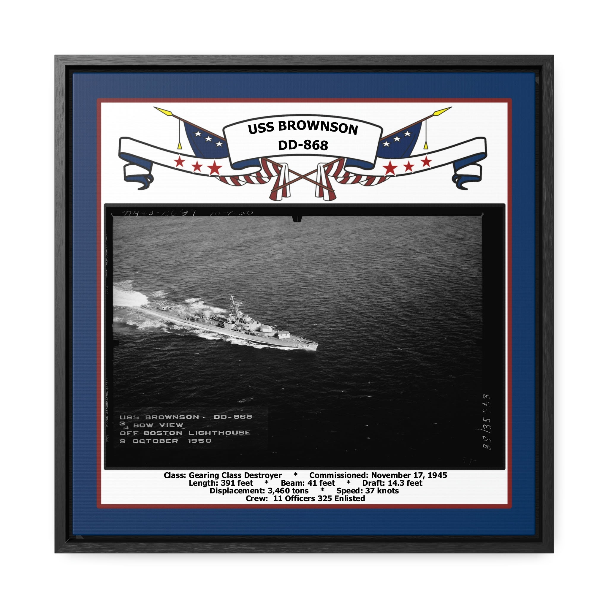 USS Brownson DD-868 Navy Floating Frame Photo – Navy Emporium
