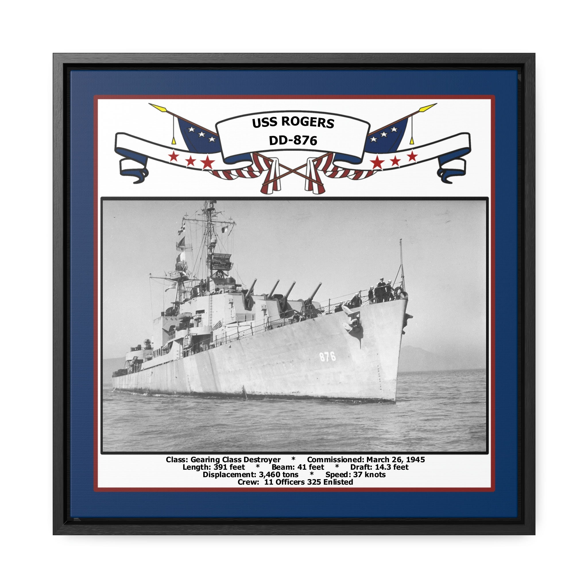 USS Rogers DD-876 Navy Floating Frame Photo – Navy Emporium