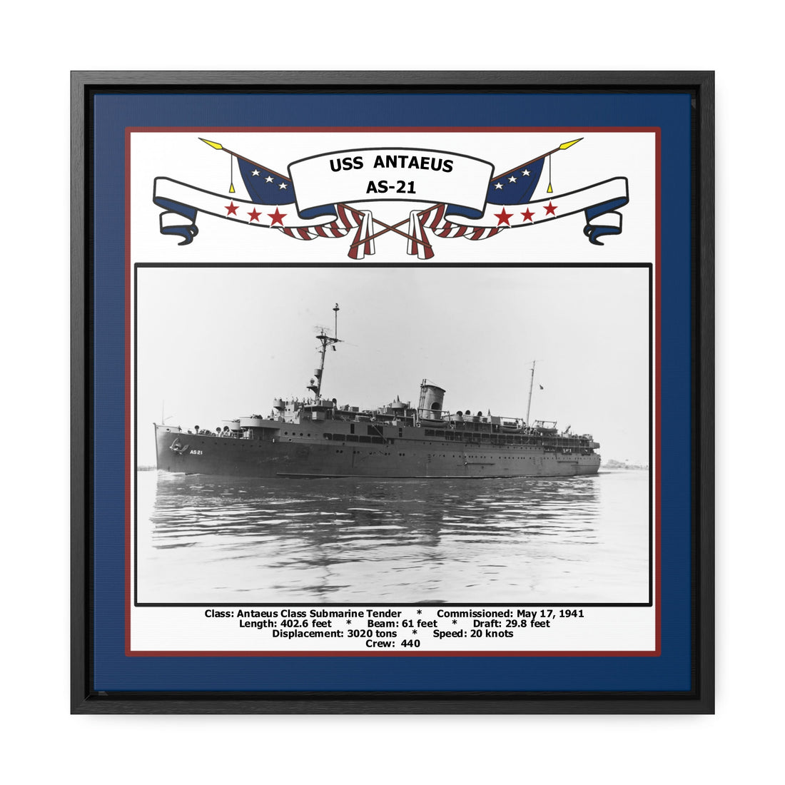 USS Antaeus AS-21 Navy Floating Frame Photo – Navy Emporium