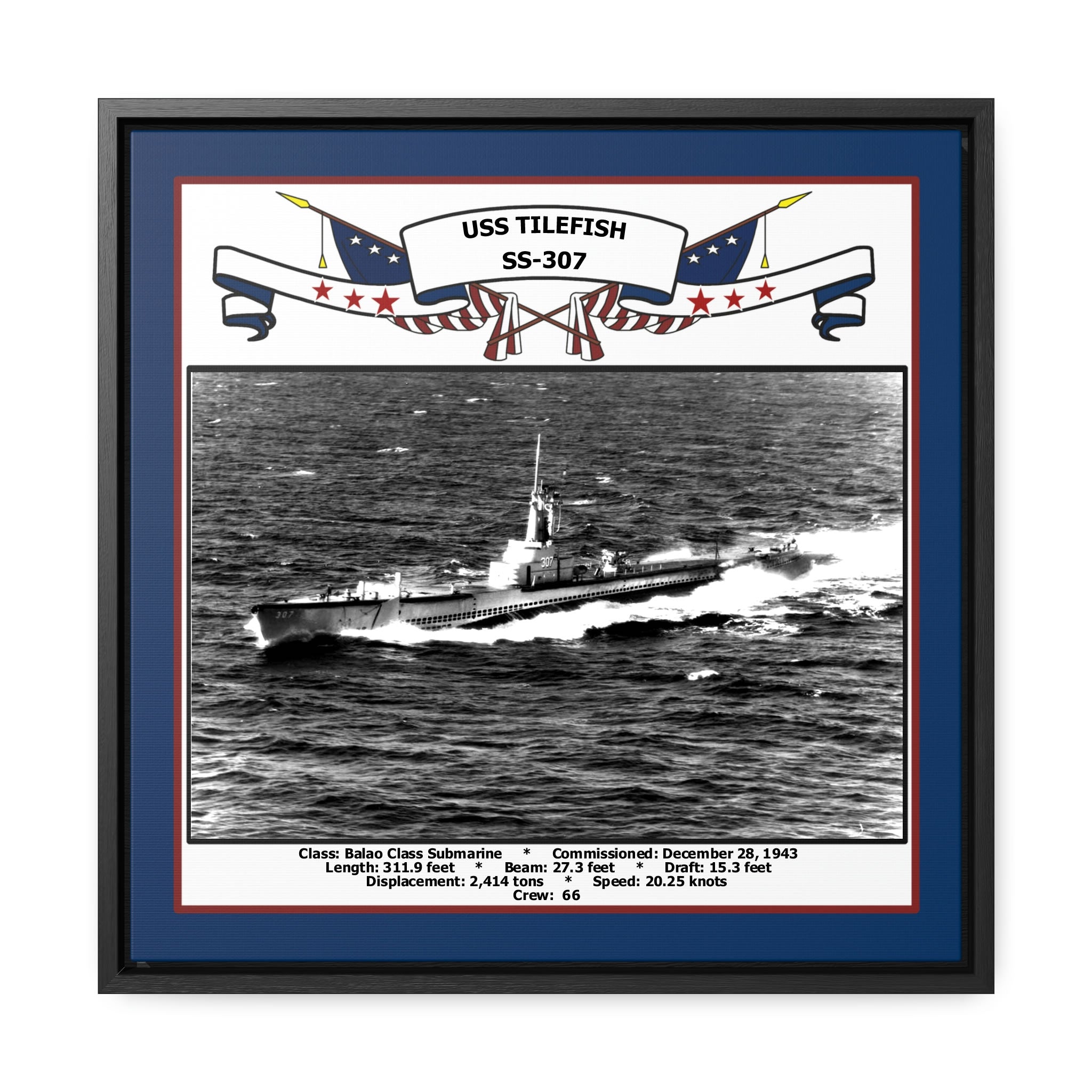 USS Tilefish SS-307 Navy Floating Frame Photo – Navy Emporium