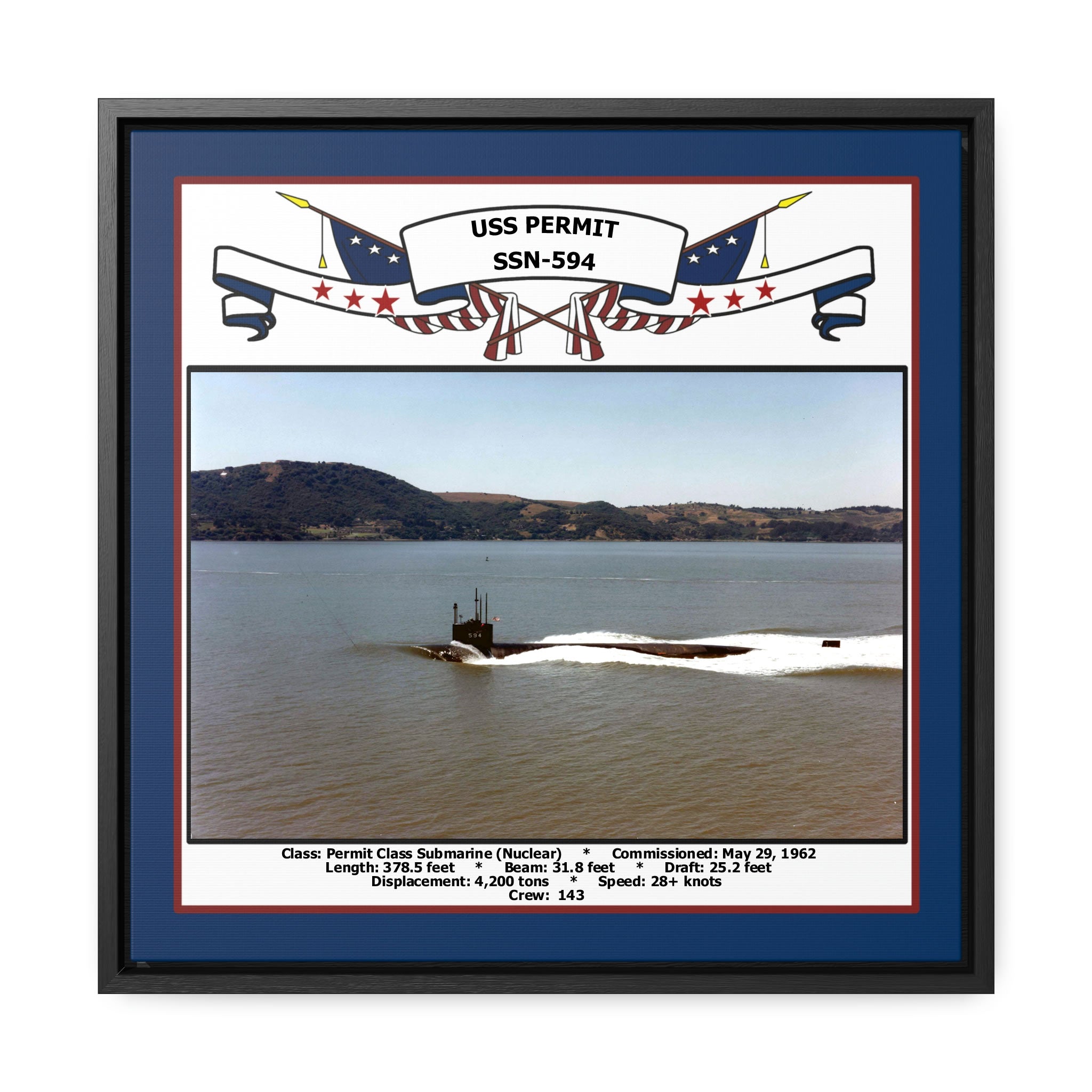 USS Permit SSN-594 Navy Floating Frame Photo – Navy Emporium