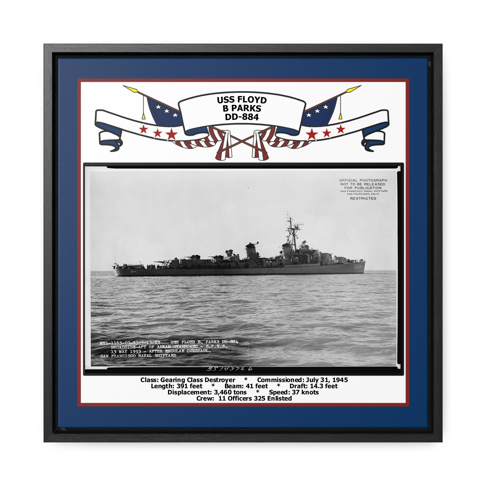 USS Floyd B Parks DD-884 Navy Floating Frame Photo – Navy Emporium