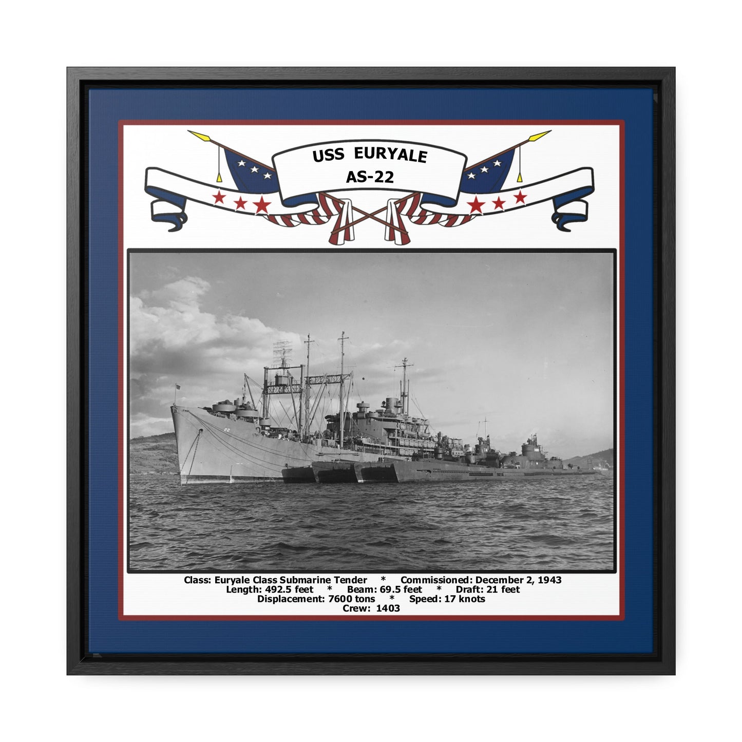 USS Euryale AS-22 Navy Floating Frame Photo – Navy Emporium