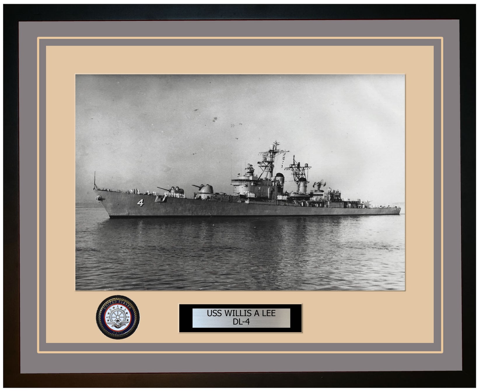 USS WILLIS A LEE DL-4 Framed Navy Ship Photo Burgundy – Navy Emporium