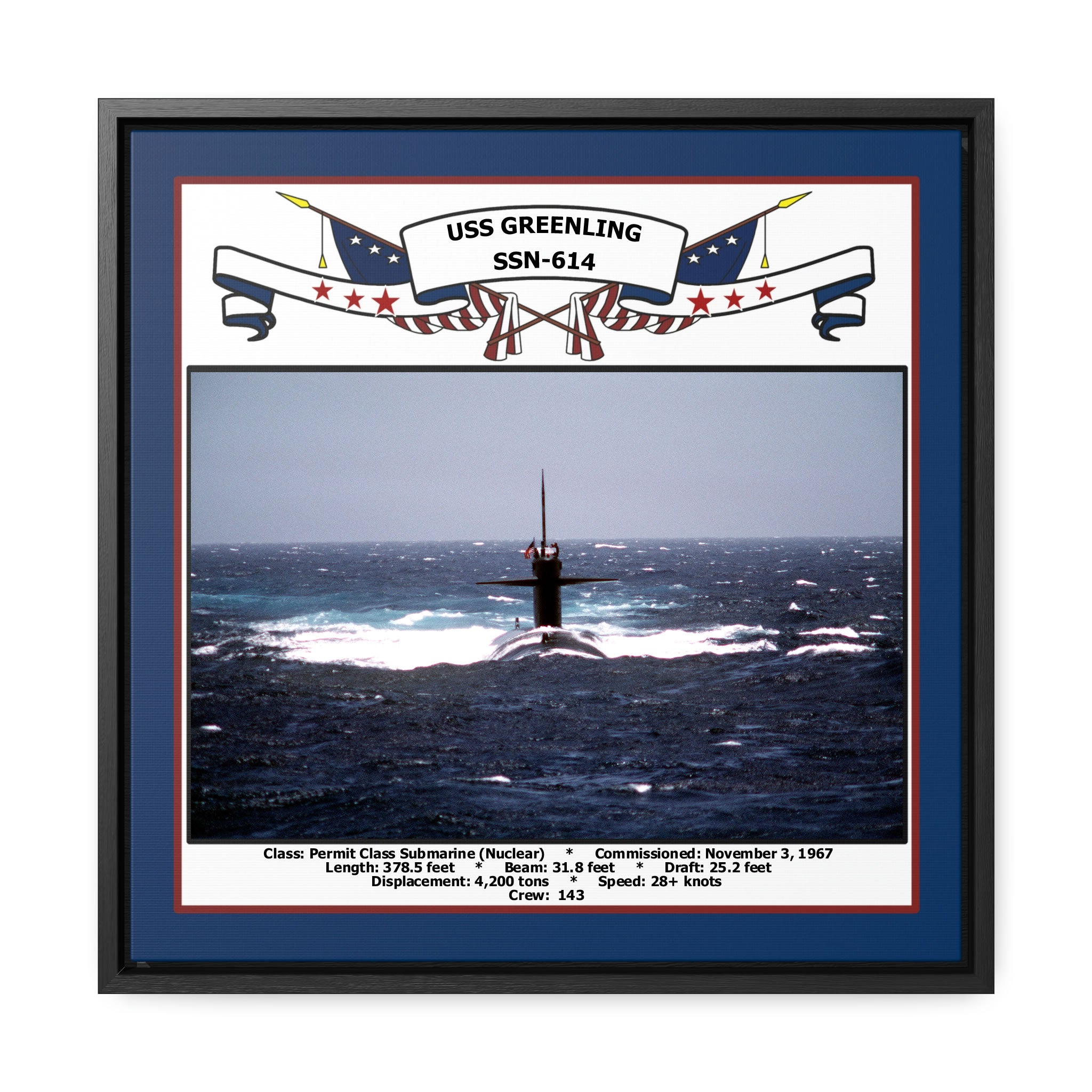 USS Greenling SSN-614 Navy Floating Frame Photo – Navy Emporium