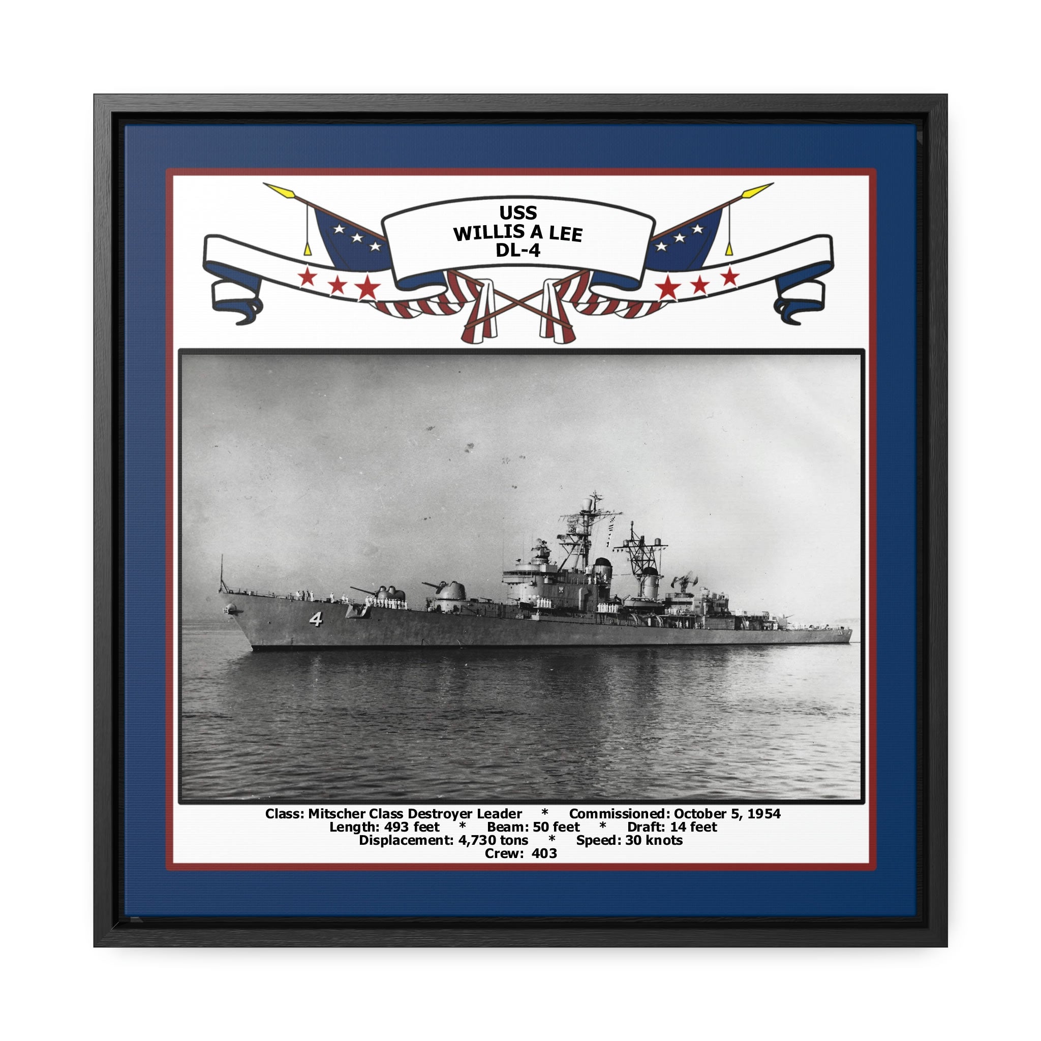 USS Willis A Lee DL-4 Navy Floating Frame Photo – Navy Emporium