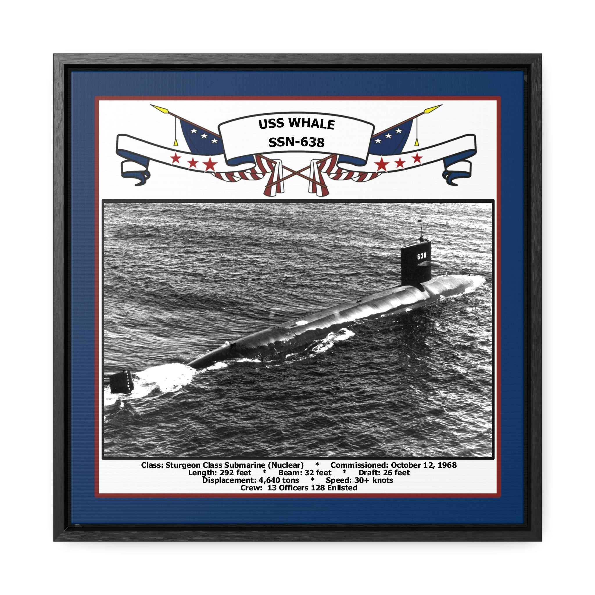 USS Whale SSN-638 Navy Floating Frame Photo – Navy Emporium