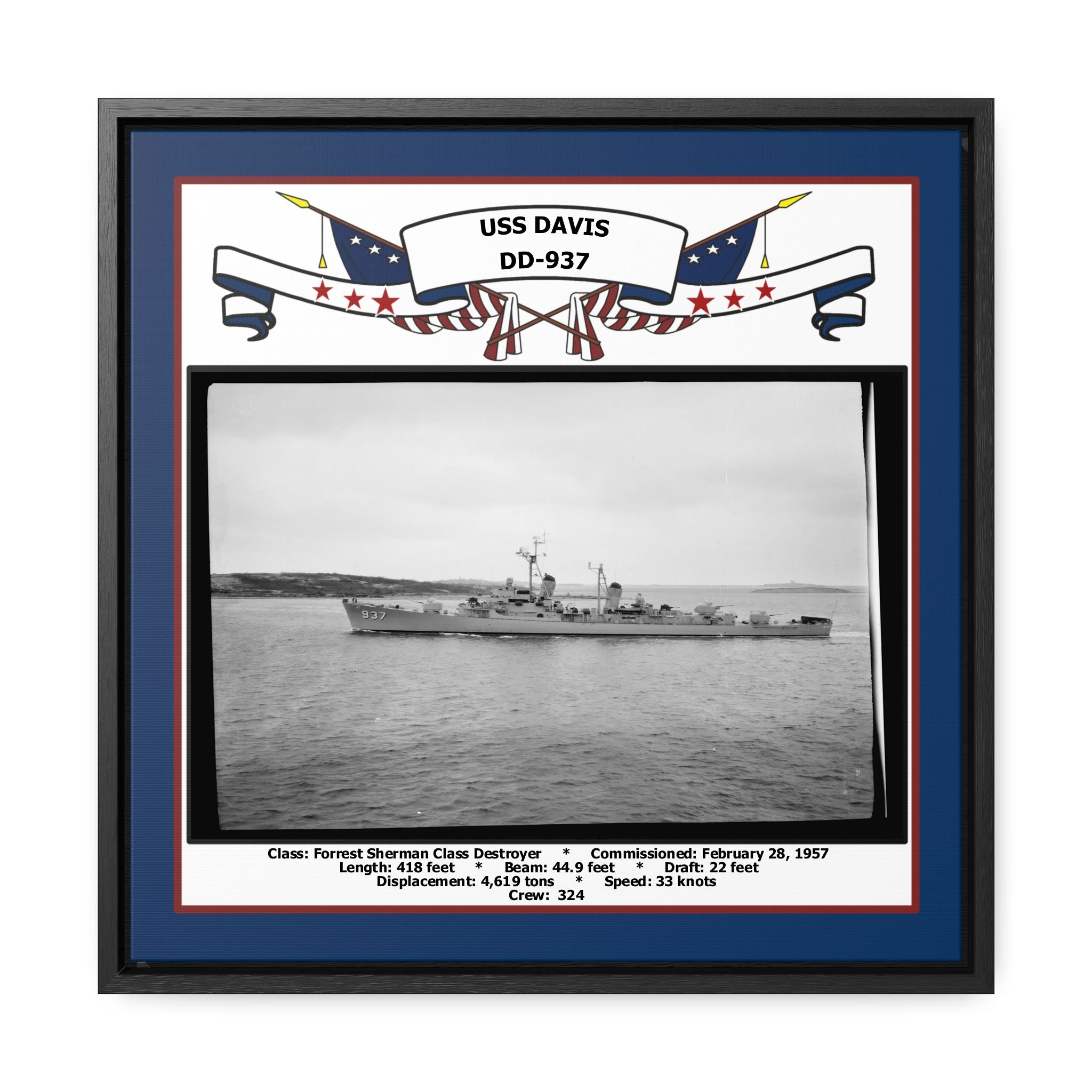 USS Davis DD-937 Navy Floating Frame Photo – Navy Emporium