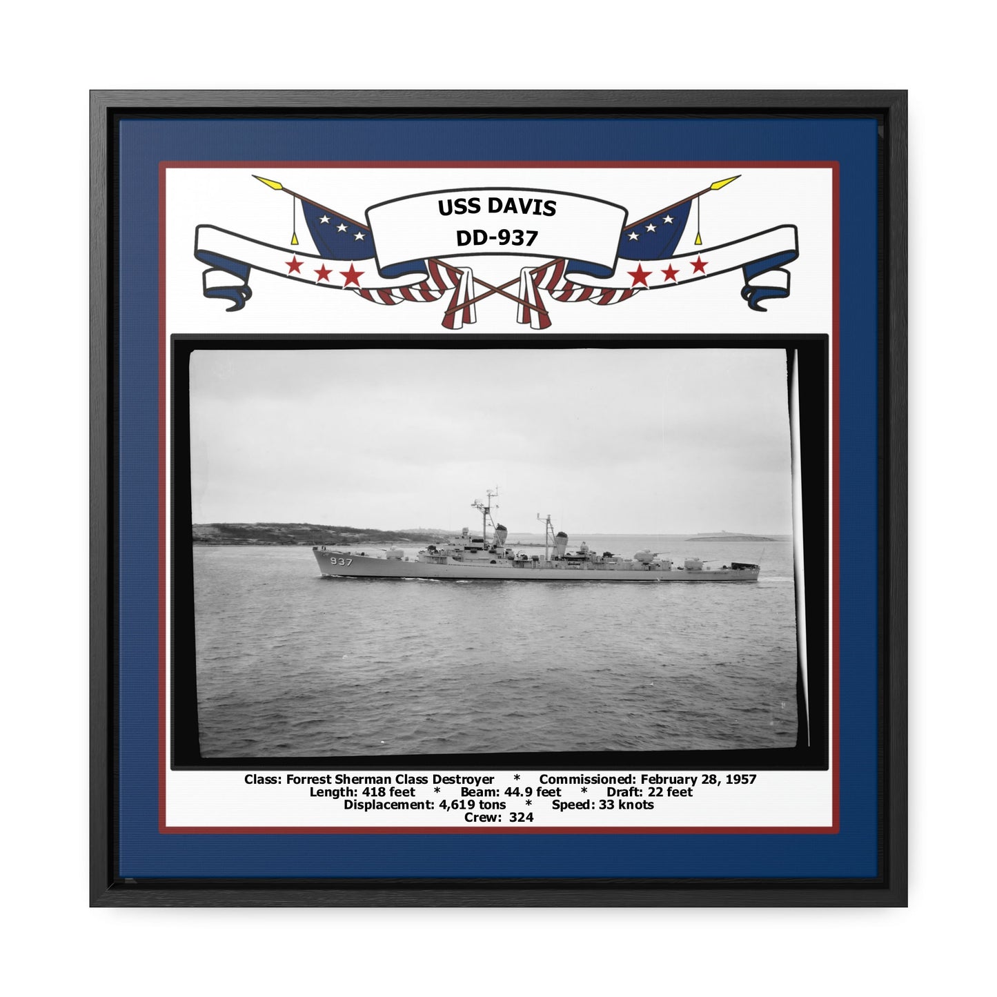 USS Davis DD-937 Navy Floating Frame Photo – Navy Emporium