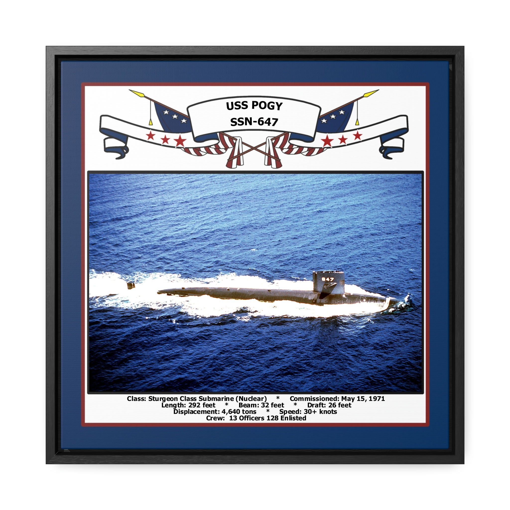 USS Pogy SSN-647 Navy Floating Frame Photo – Navy Emporium