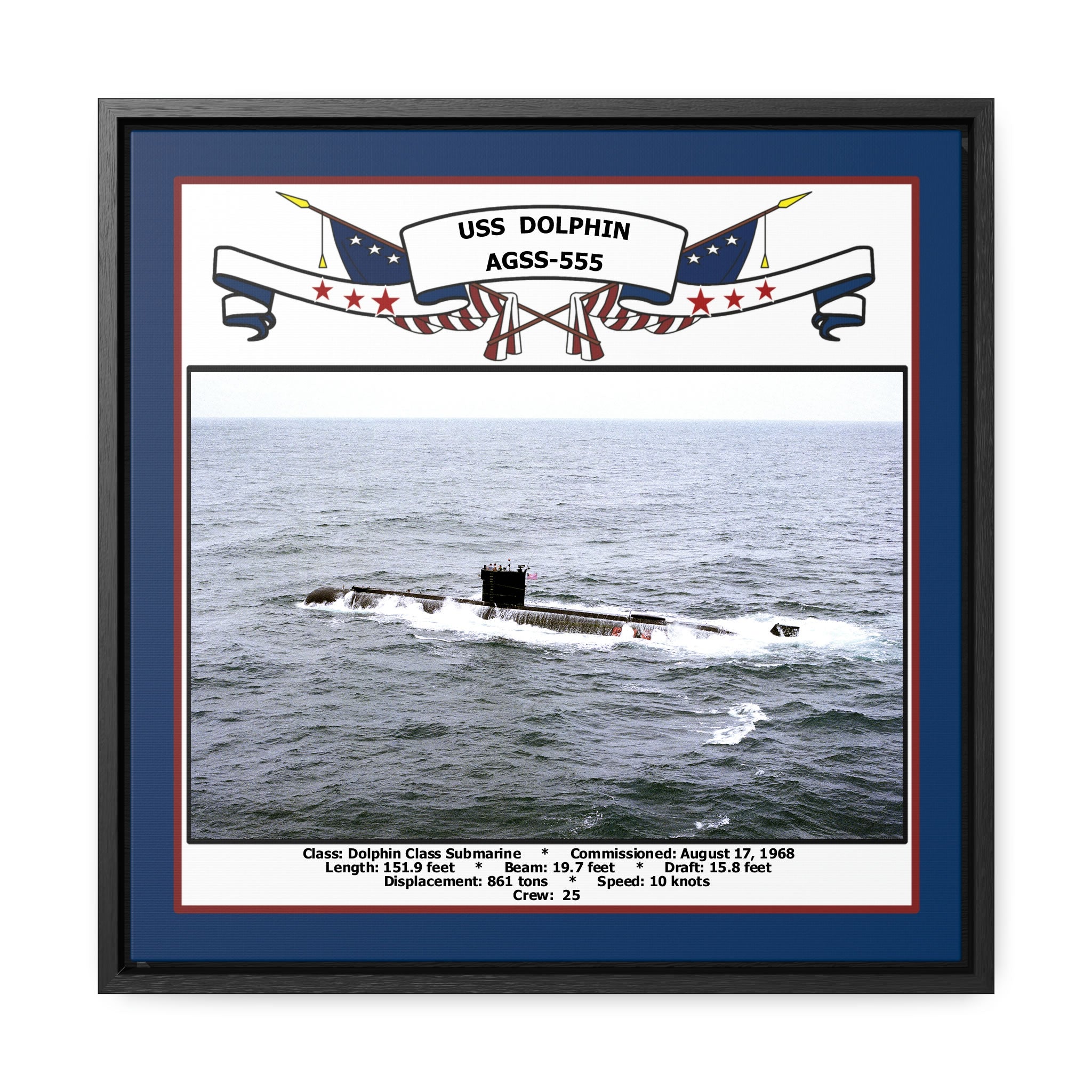 USS Dolphin AGSS-555 Navy Floating Frame Photo – Navy Emporium