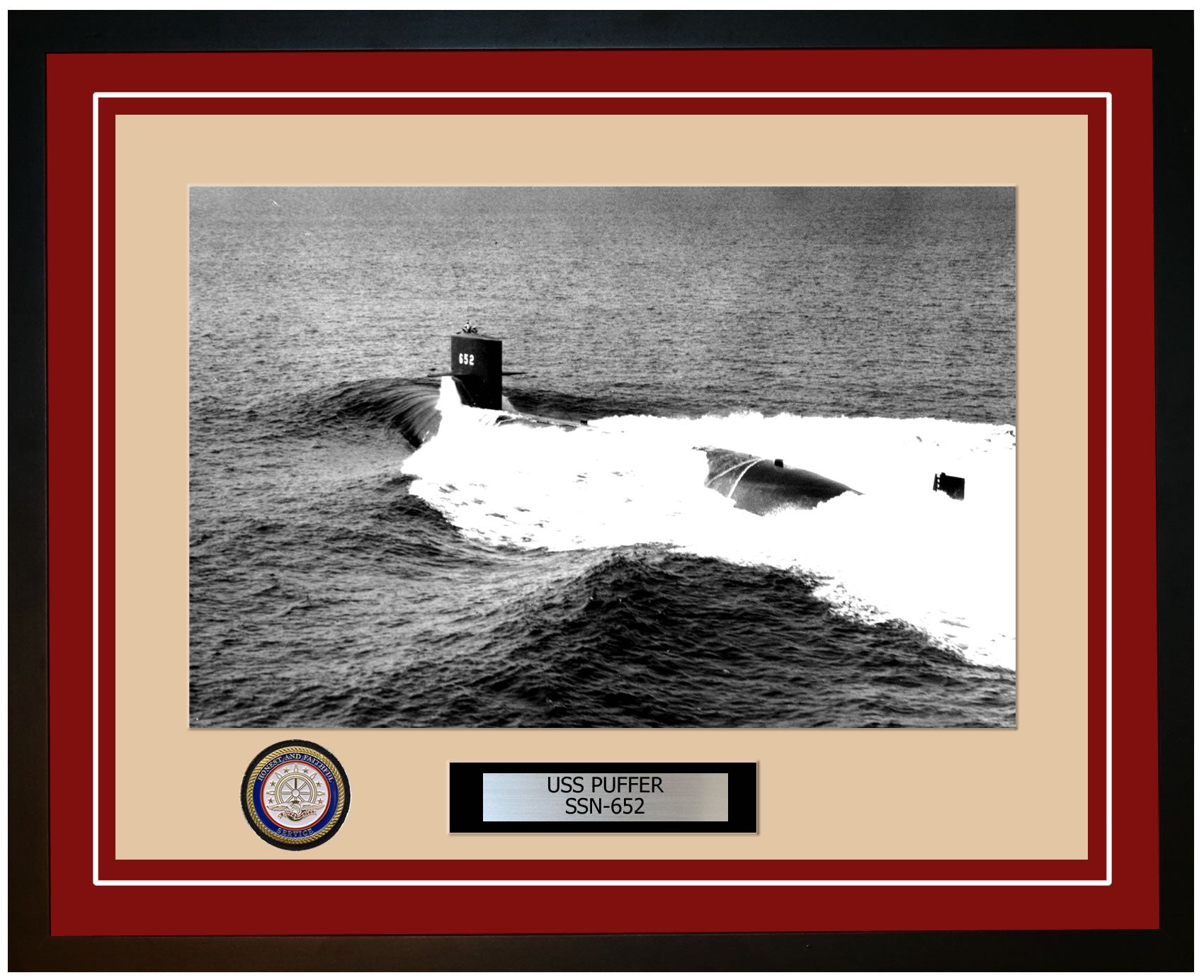 USS Puffer SSN-652 Framed Navy Ship Photo Burgundy – Navy Emporium