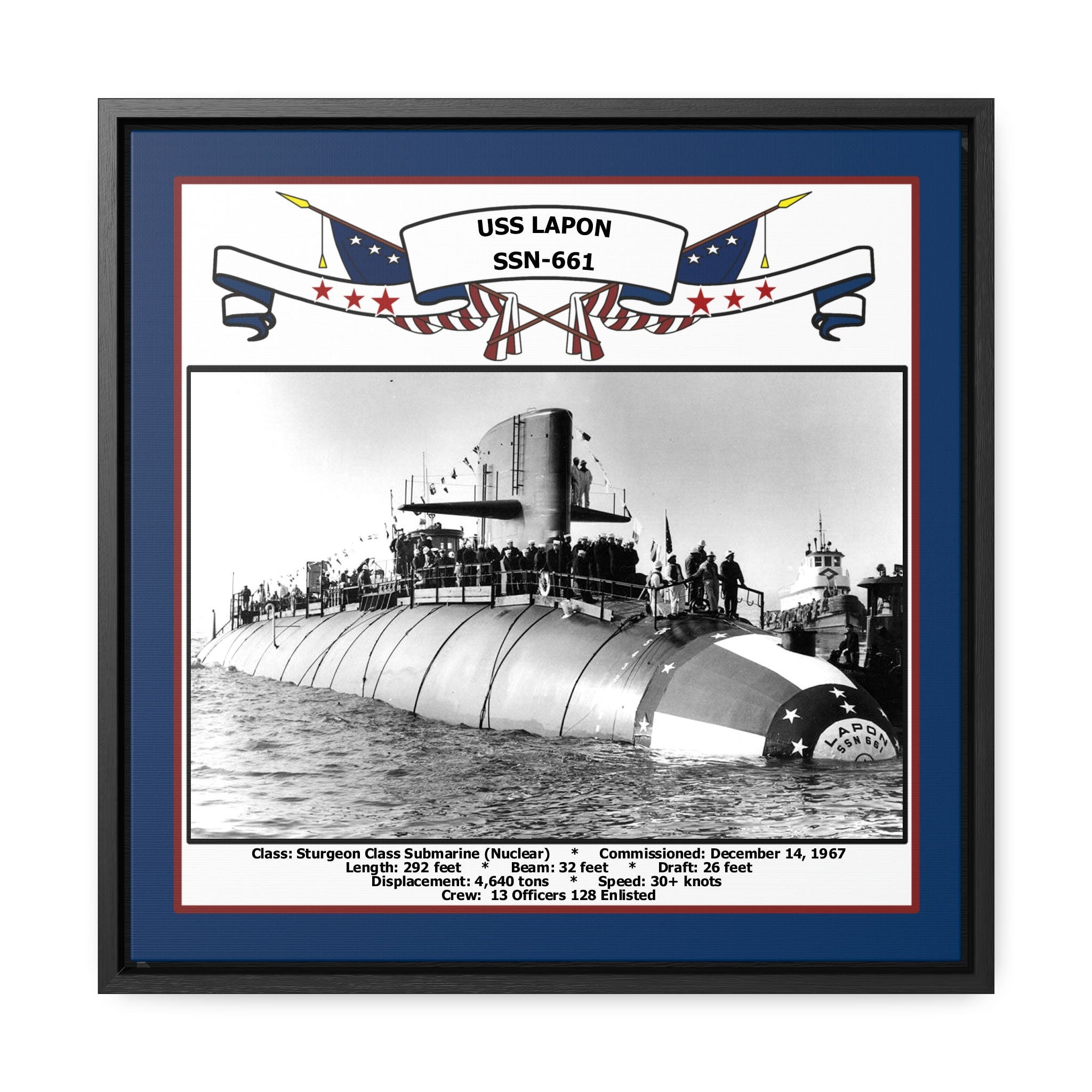 USS Lapon SSN-661 Navy Floating Frame Photo – Navy Emporium