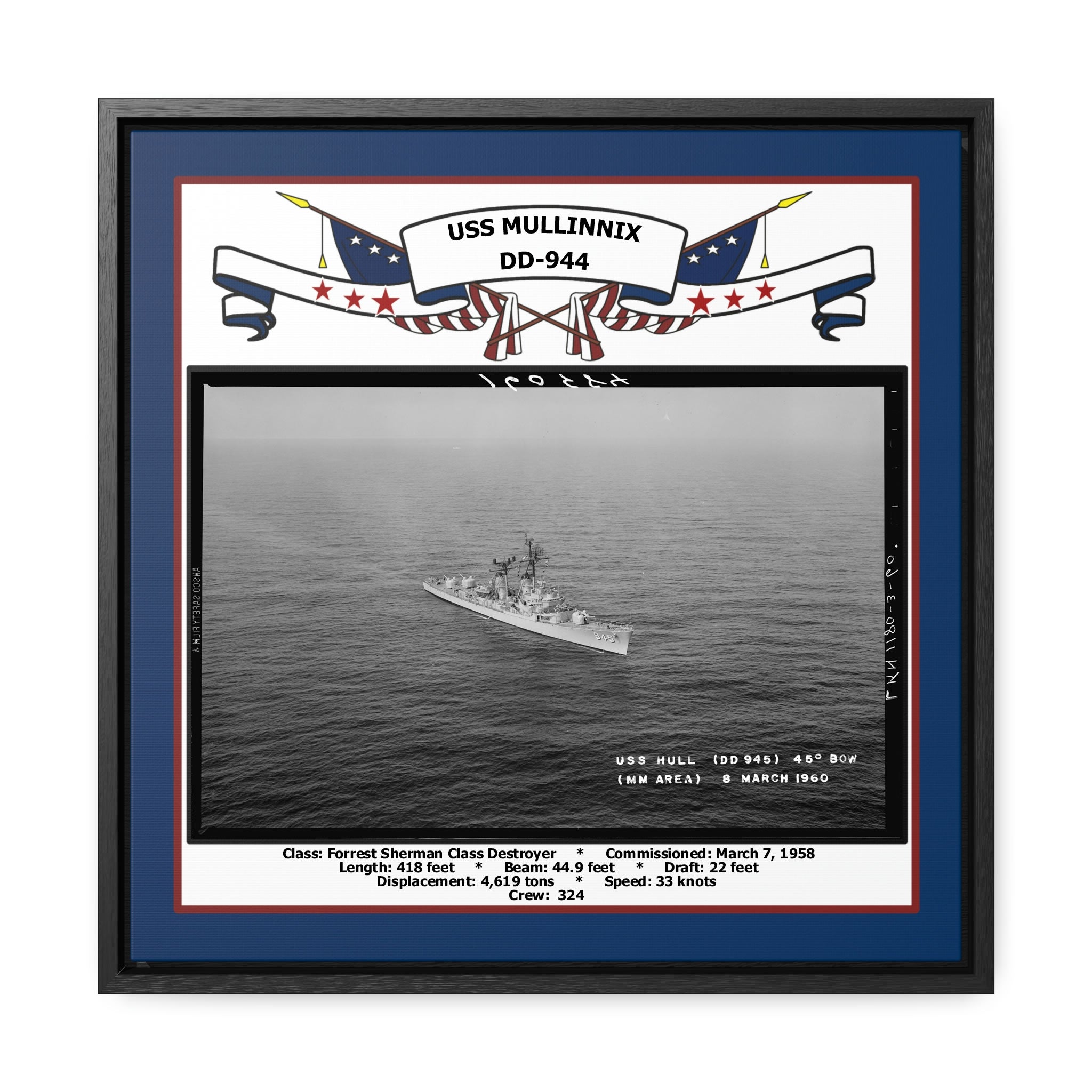 USS Mullinnix DD-944 Navy Floating Frame Photo – Navy Emporium