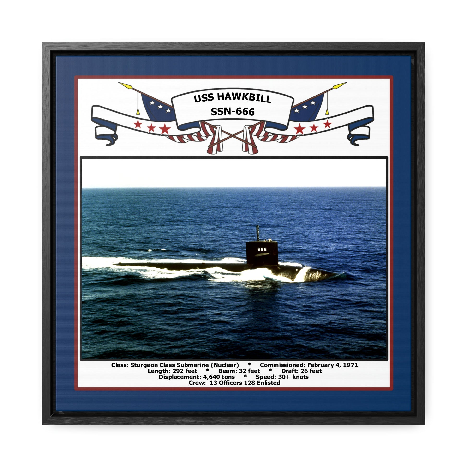 USS Hawkbill SSN-666 Navy Floating Frame Photo – Navy Emporium