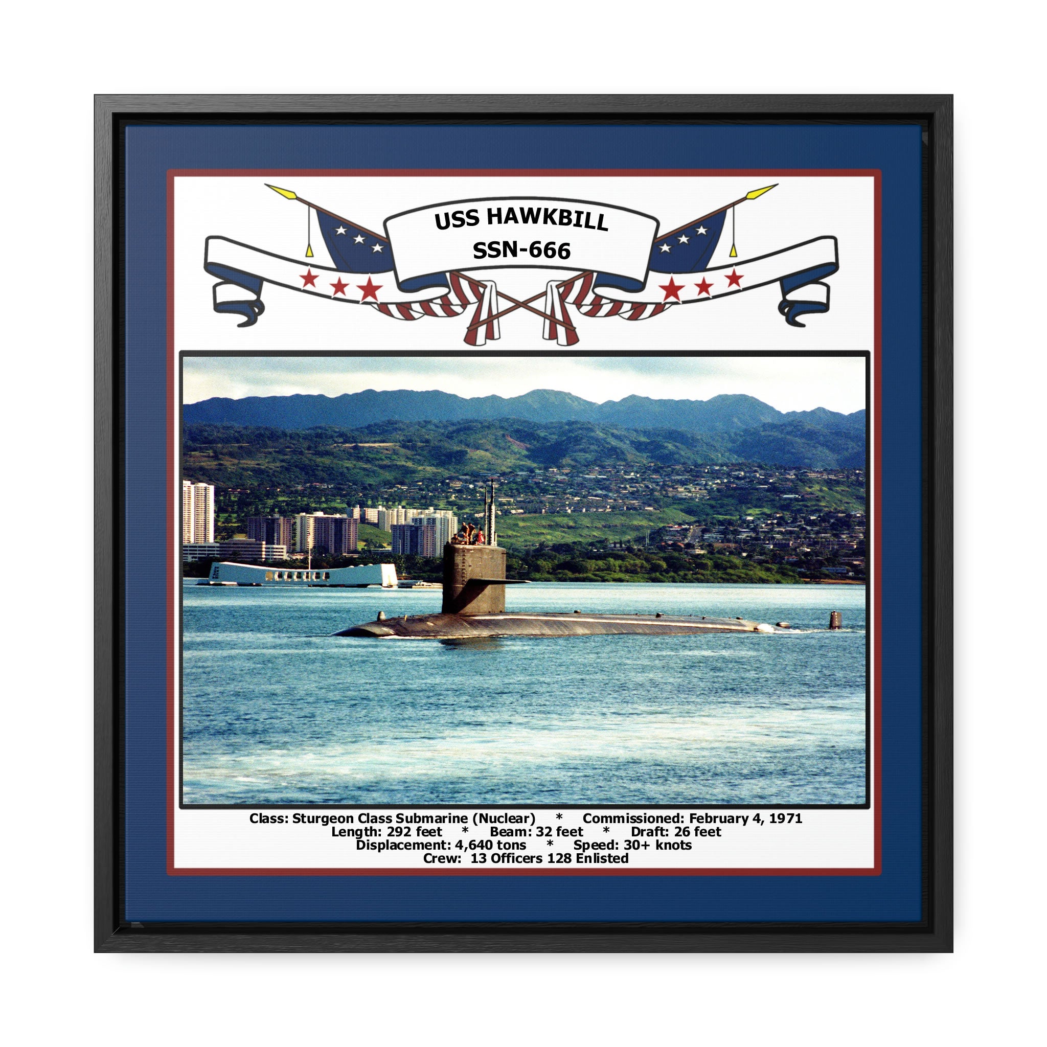 USS Hawkbill SSN-666 Navy Floating Frame Photo – Navy Emporium