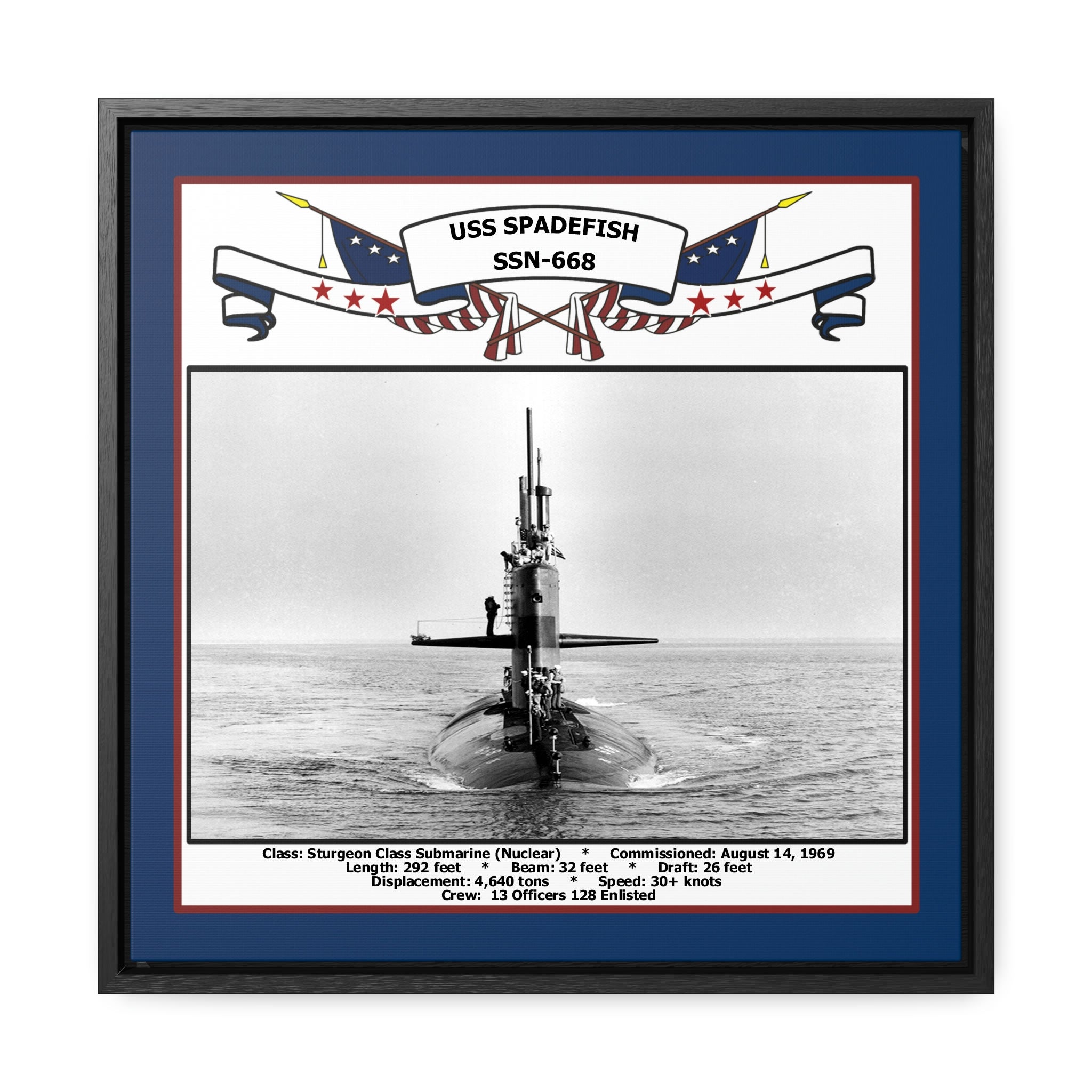 USS Spadefish SSN-668 Navy Floating Frame Photo – Navy Emporium