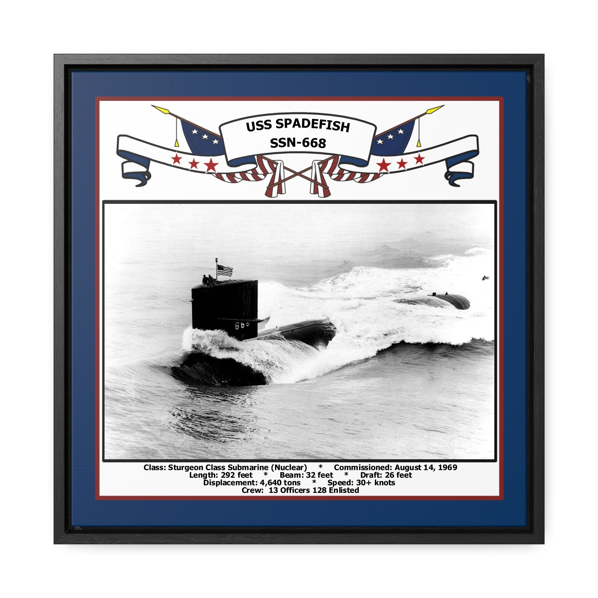 USS Spadefish SSN-668 Navy Floating Frame Photo – Navy Emporium