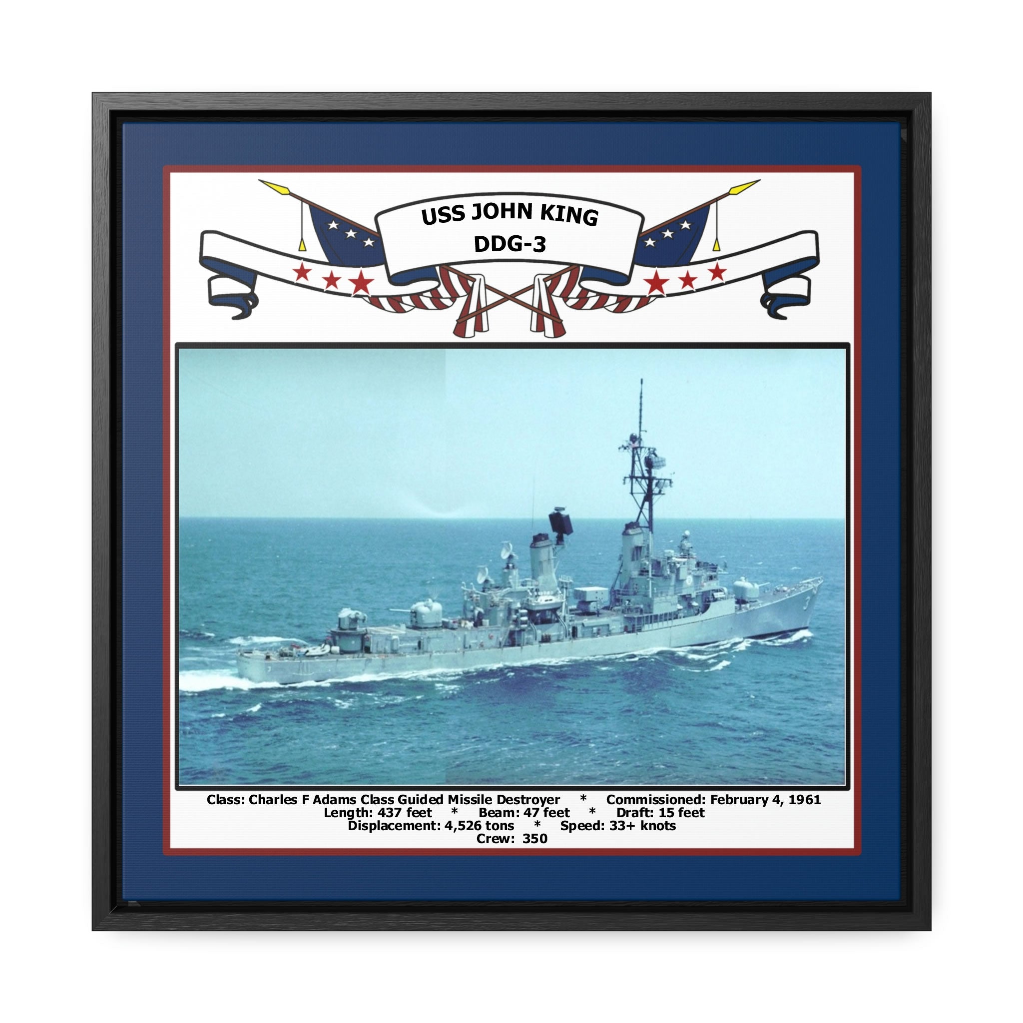 USS John King DDG-3 Navy Floating Frame Photo – Navy Emporium