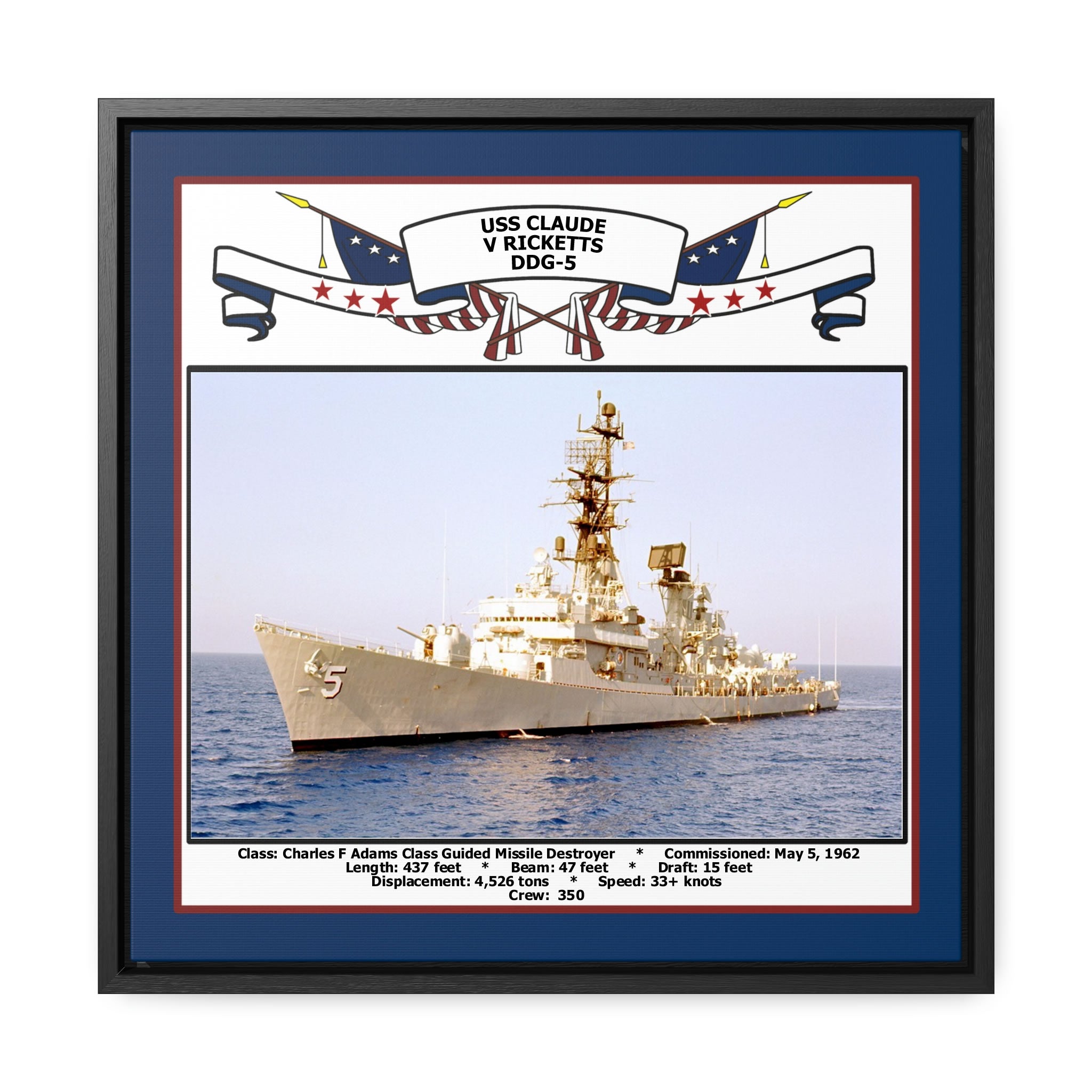 USS Biddle DDG-5 Navy Floating Frame Photo – Navy Emporium