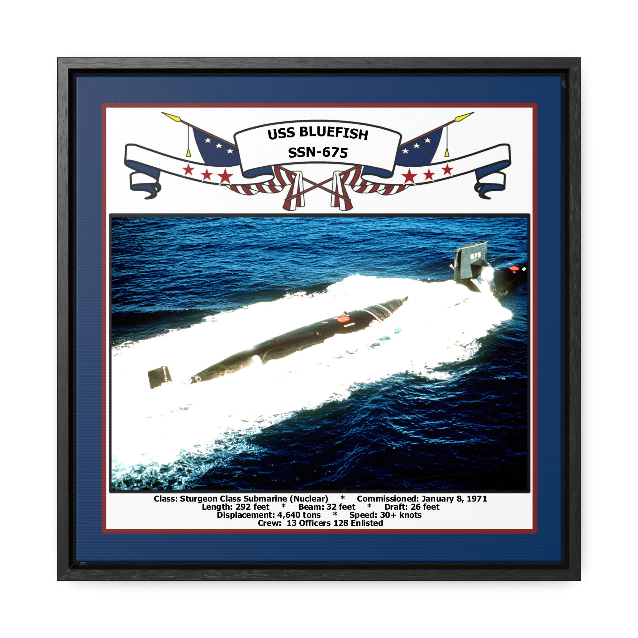 USS Bluefish SSN-675 Navy Floating Frame Photo – Navy Emporium