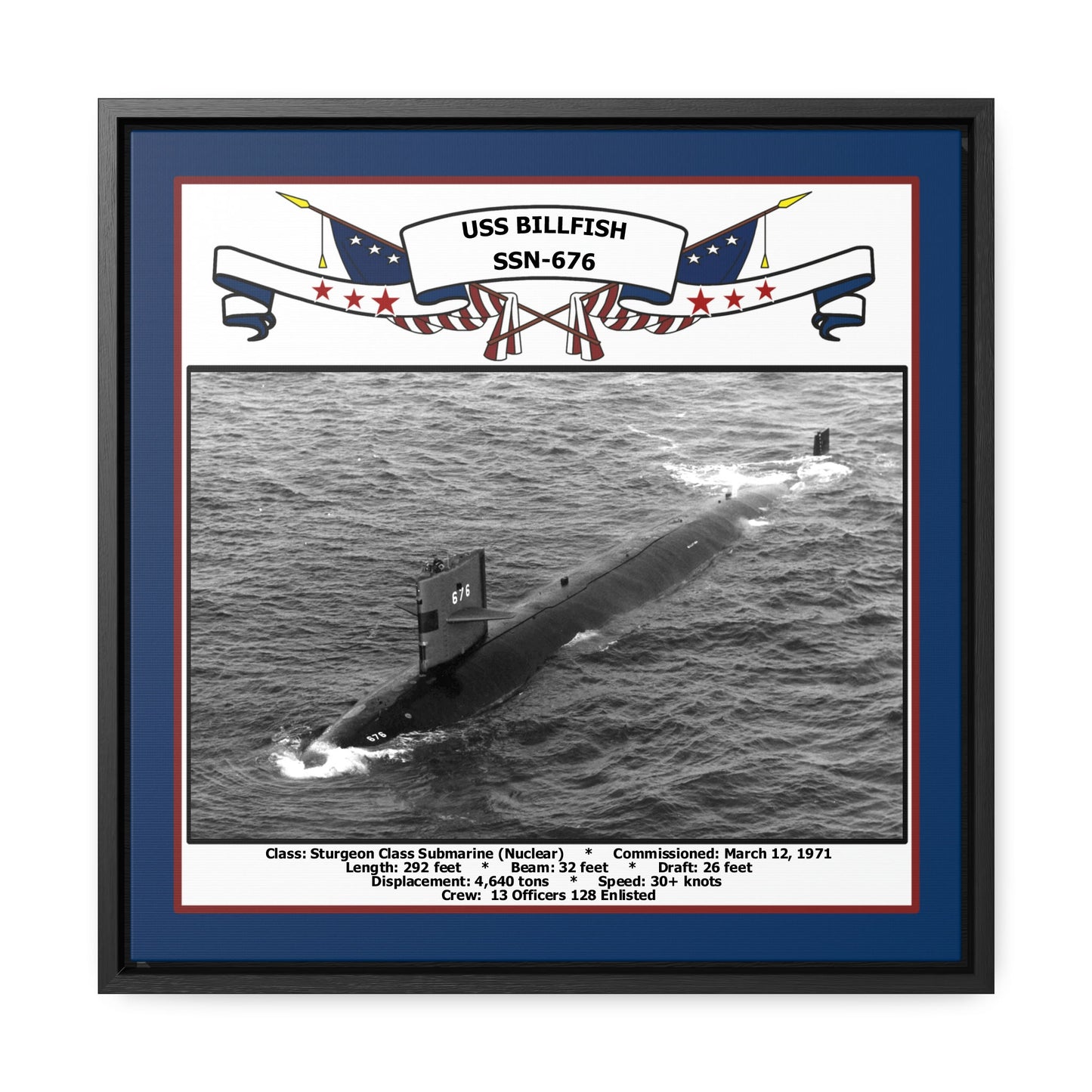 USS Billfish SSN-676 Navy Floating Frame Photo – Navy Emporium