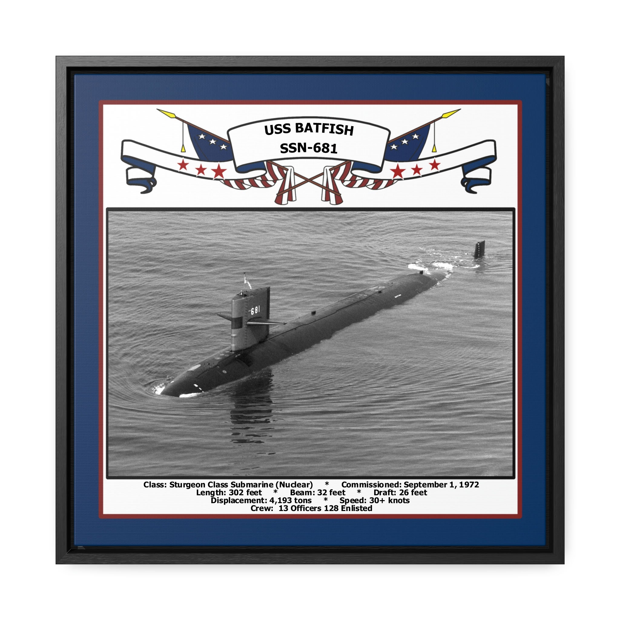 USS Batfish SSN-681 Navy Floating Frame Photo – Navy Emporium