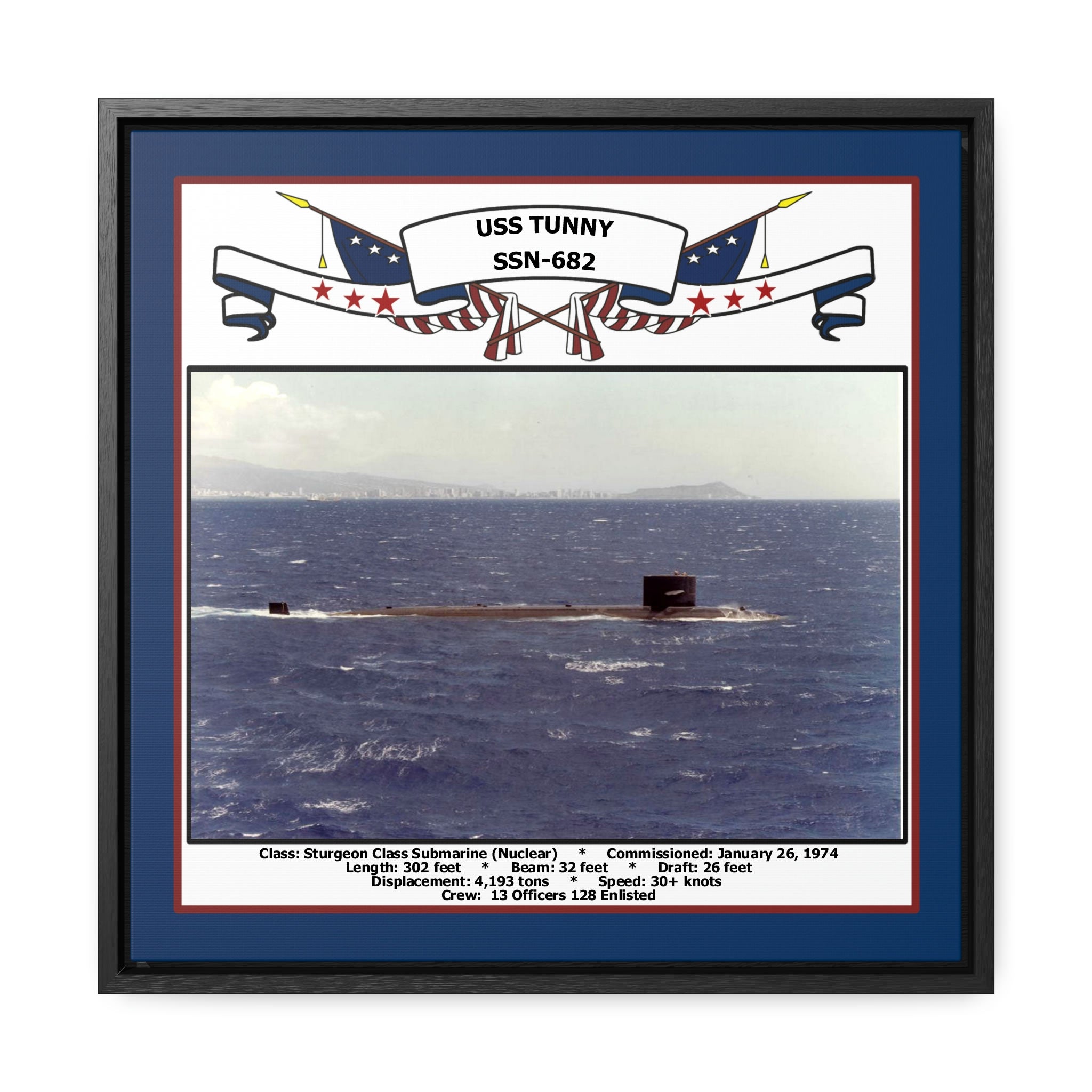 USS Tunny SSN-682 Navy Floating Frame Photo – Navy Emporium