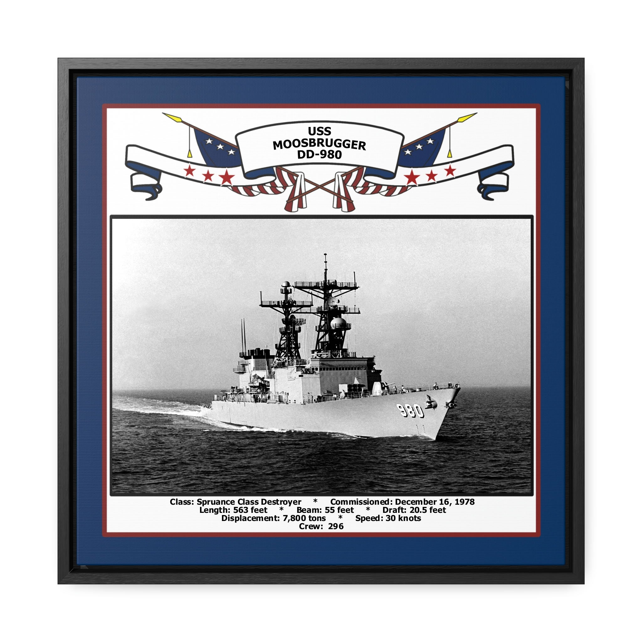 USS Moosbrugger DD-980 Navy Floating Frame Photo – Navy Emporium