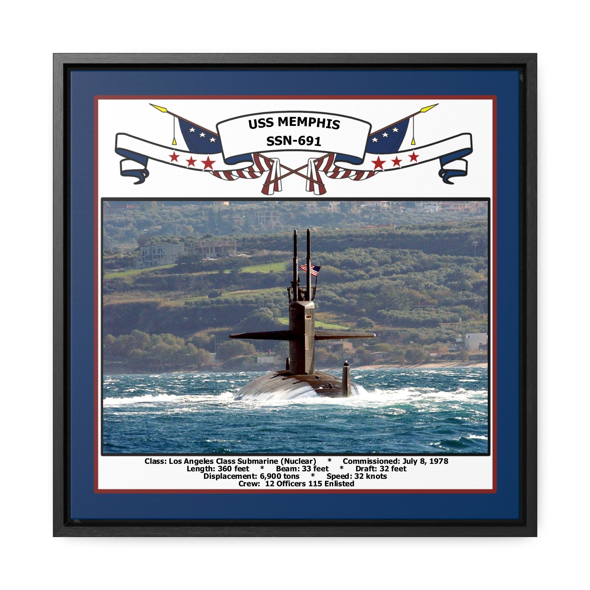 USS Memphis SSN-691 Navy Floating Frame Photo – Navy Emporium