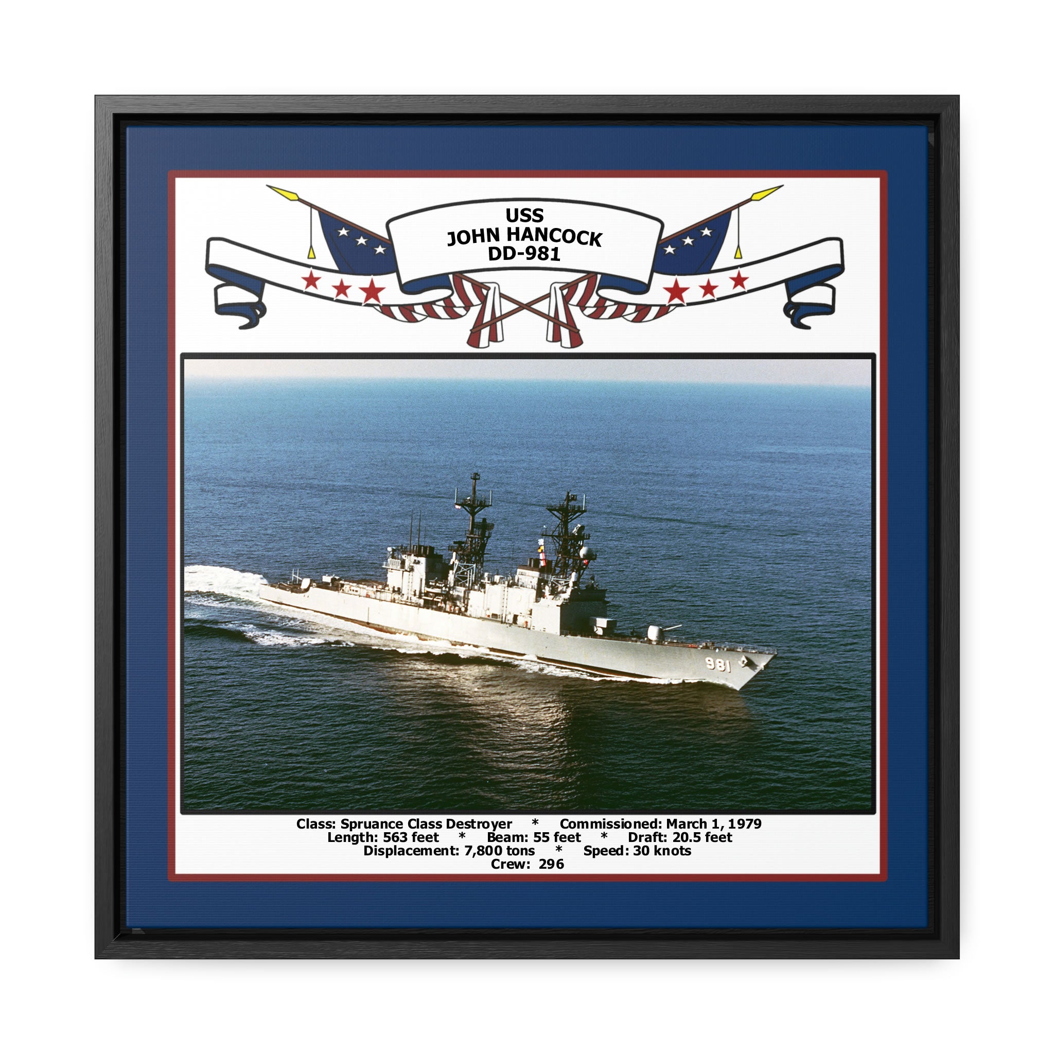 USS John Hancock DD-981 Navy Floating Frame Photo – Navy Emporium