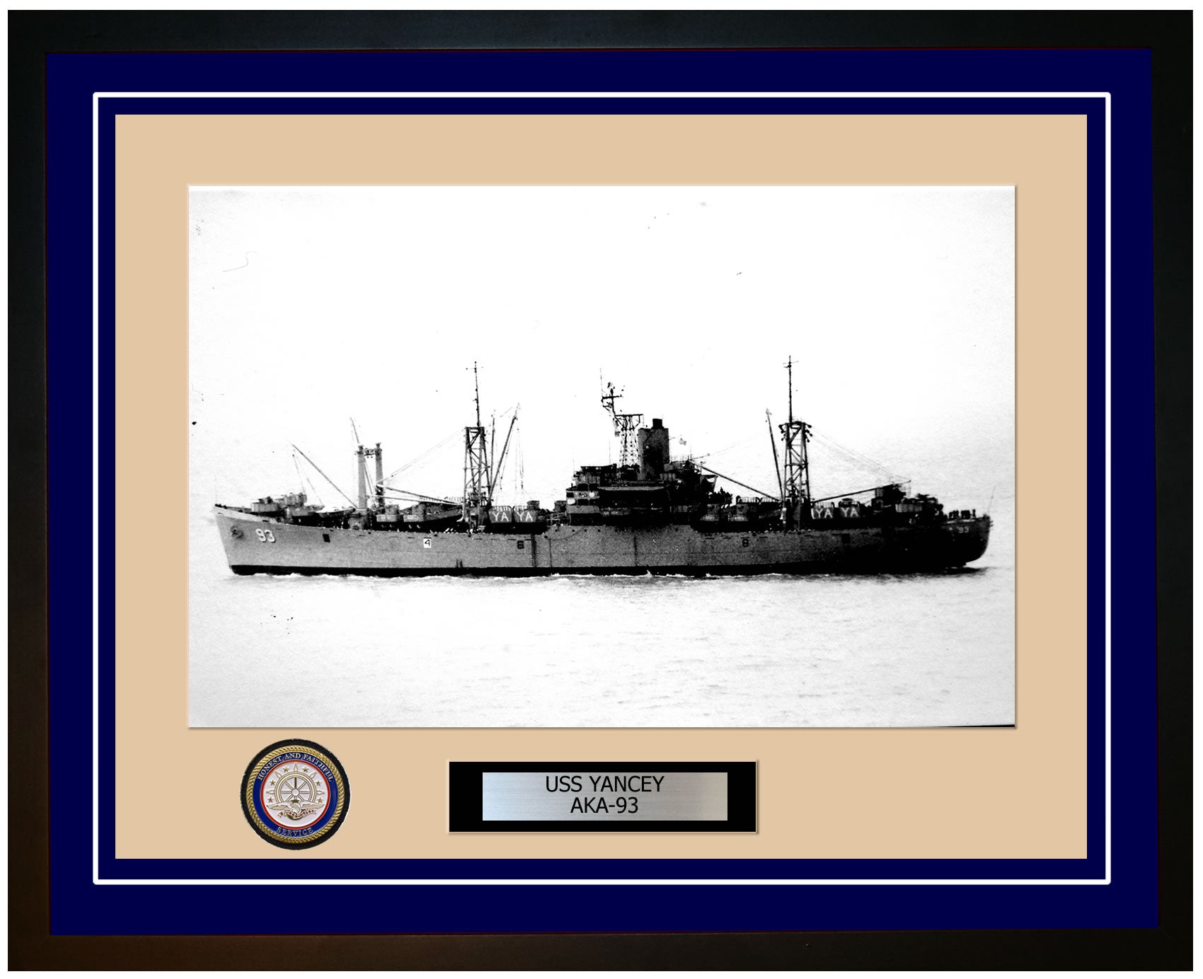 USS Yancey AKA-93 Framed Navy Ship Photo Burgundy – Navy Emporium