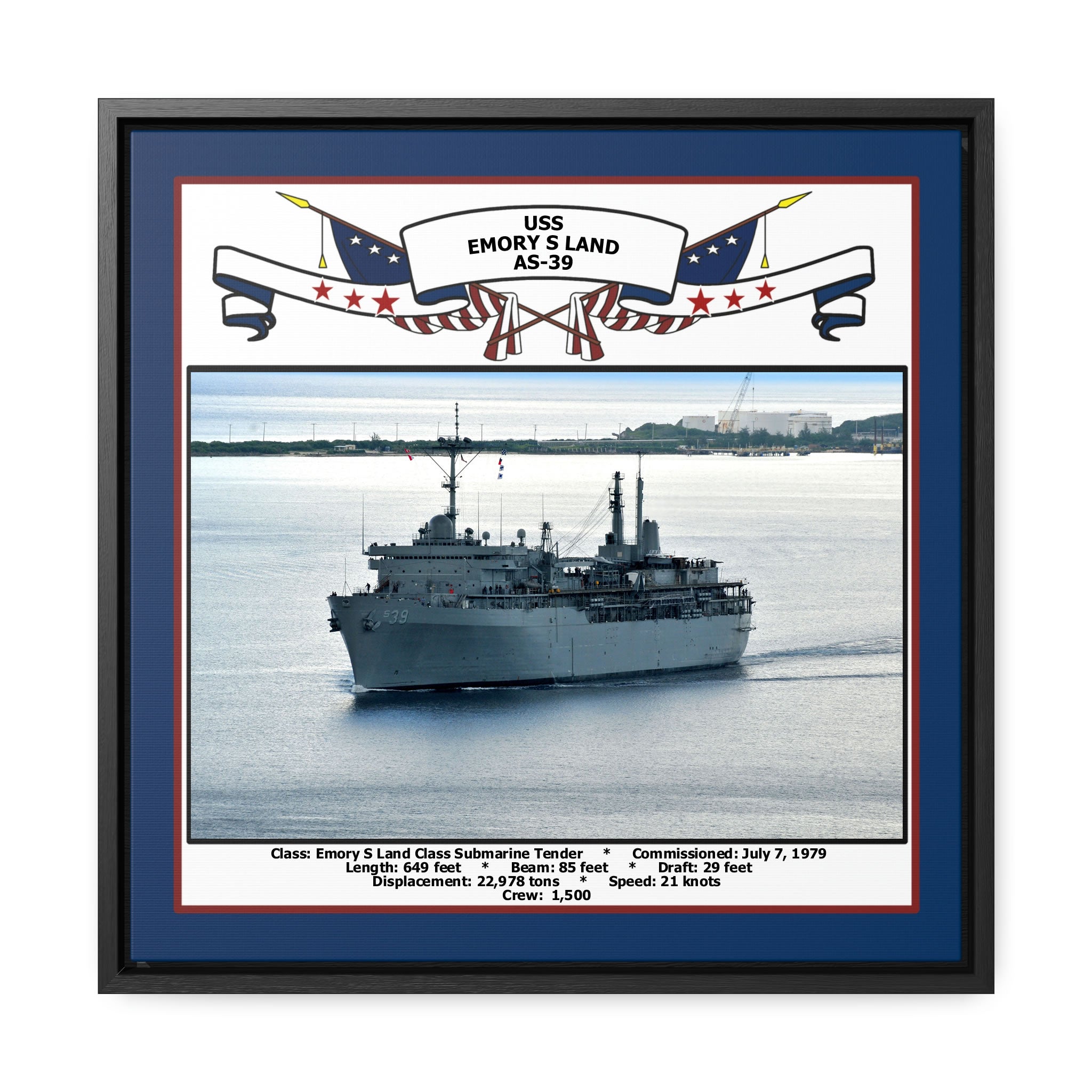 USS Emory S Land AS-39 Navy Floating Frame Photo – Navy Emporium