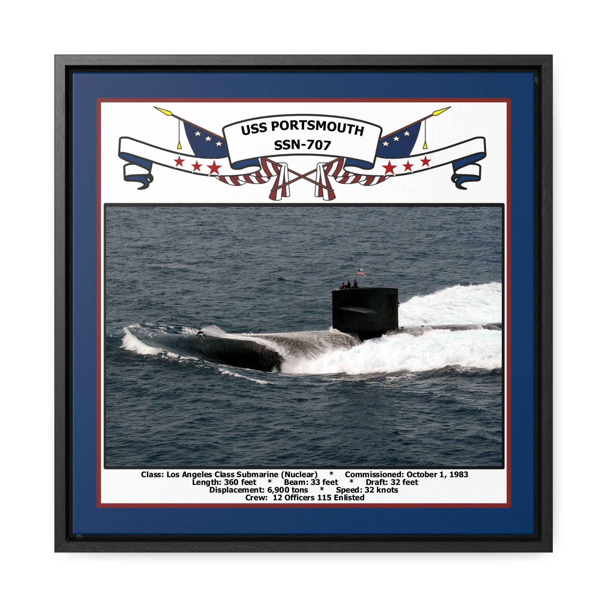 USS Portsmouth SSN-707 Navy Floating Frame Photo – Navy Emporium