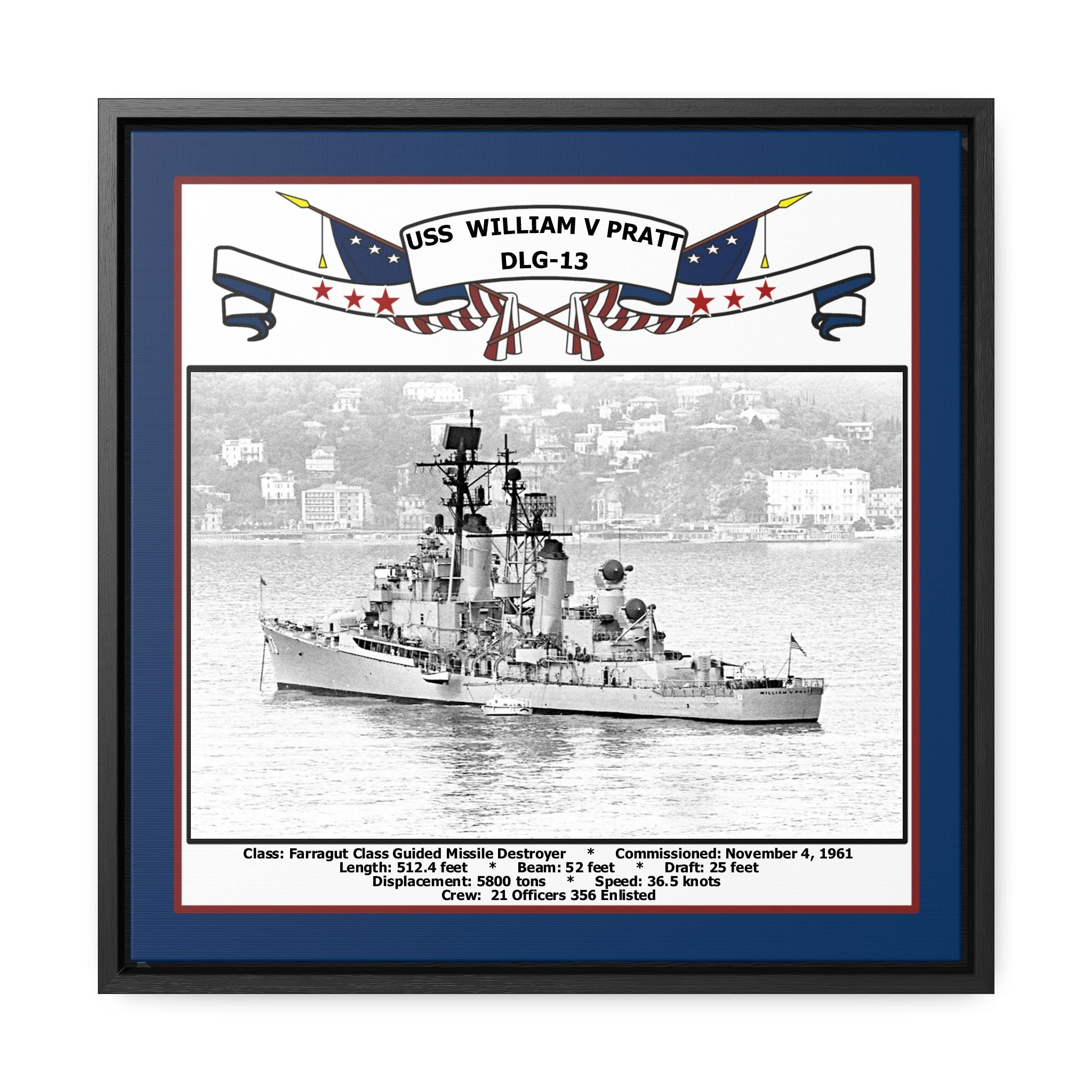 USS William V Pratt DLG-13 Navy Floating Frame Photo – Navy Emporium