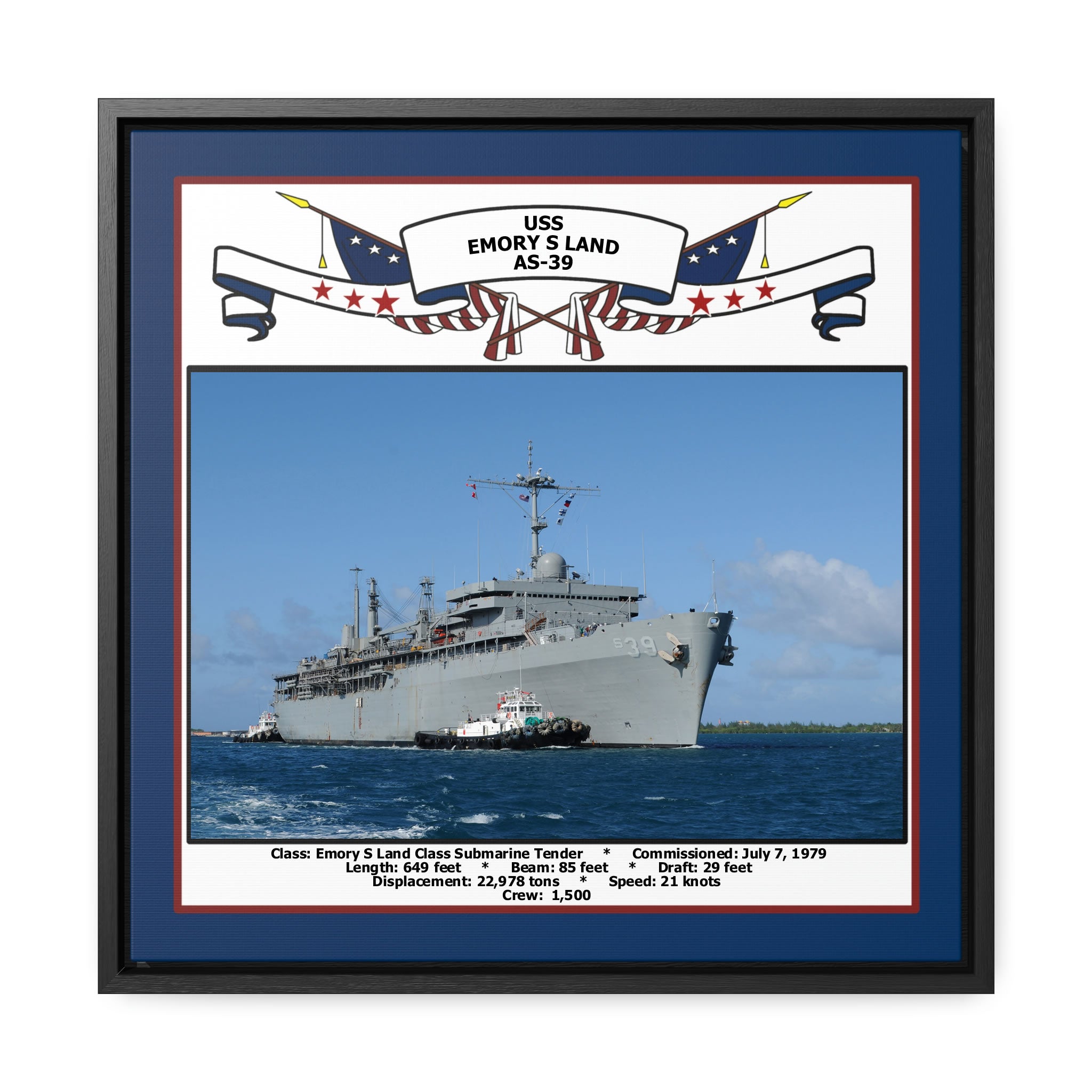 USS Emory S Land AS-39 Navy Floating Frame Photo – Navy Emporium