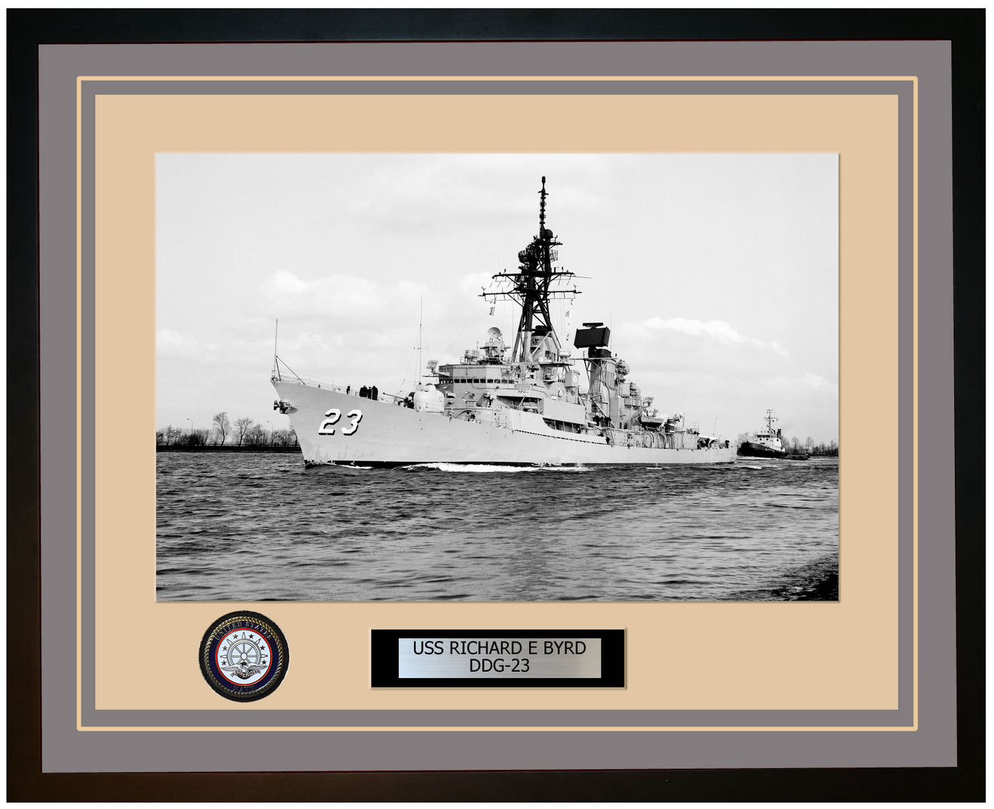 USS RICHARD E BYRD DDG-23 Framed Navy Ship Photo Burgundy – Navy Emporium