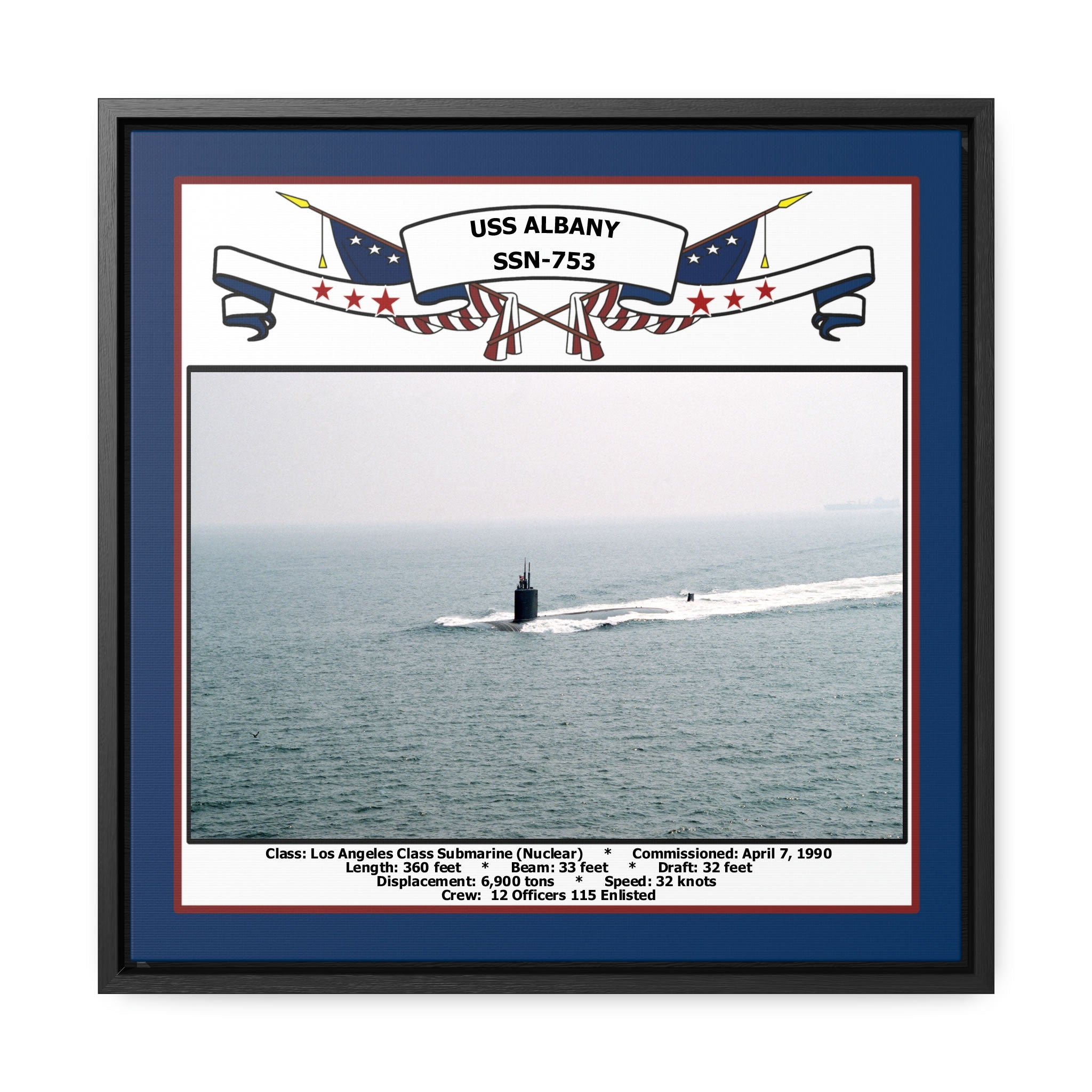 USS Albany SSN-753 Navy Floating Frame Photo – Navy Emporium