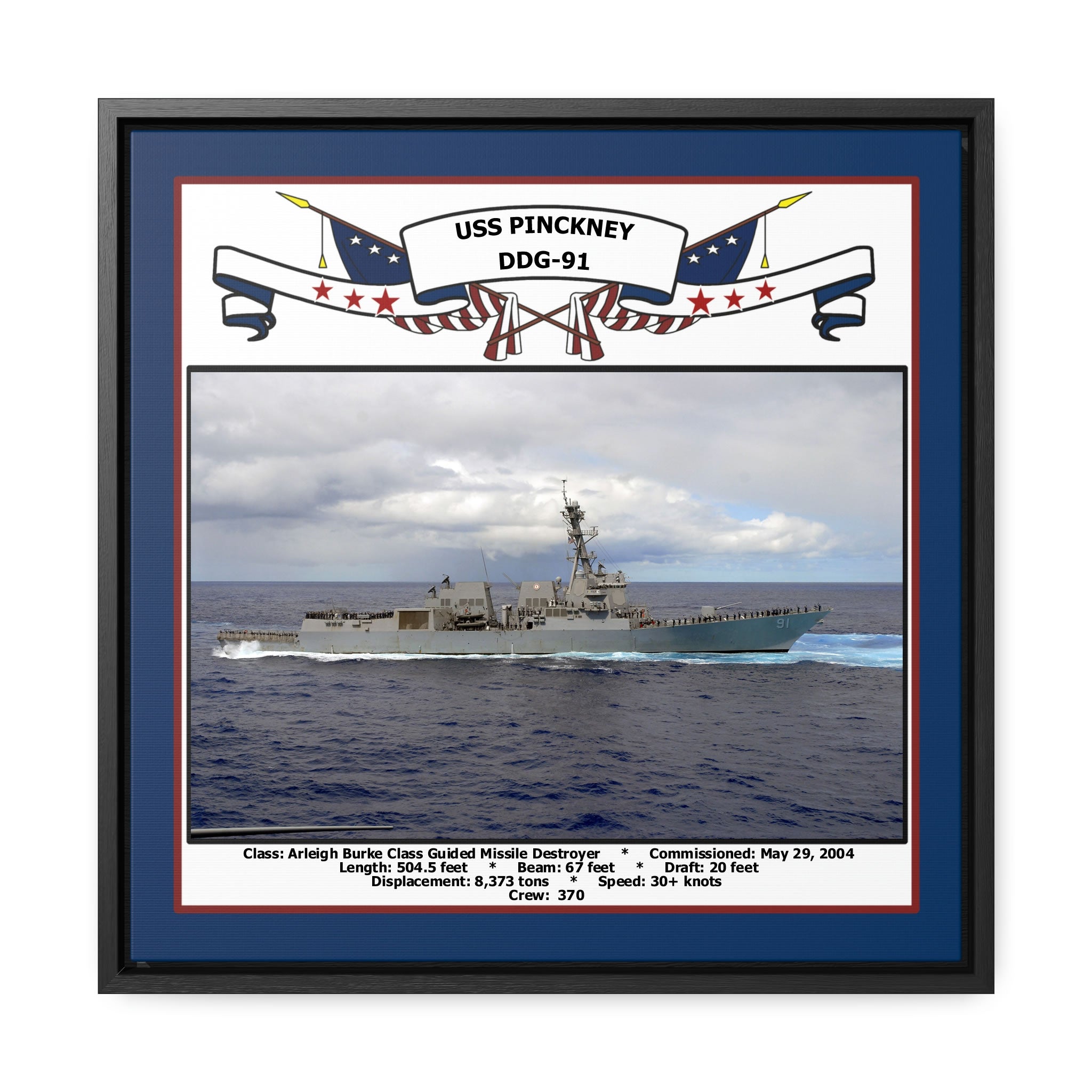 USS Pinckney DDG-91 Navy Floating Frame Photo – Navy Emporium