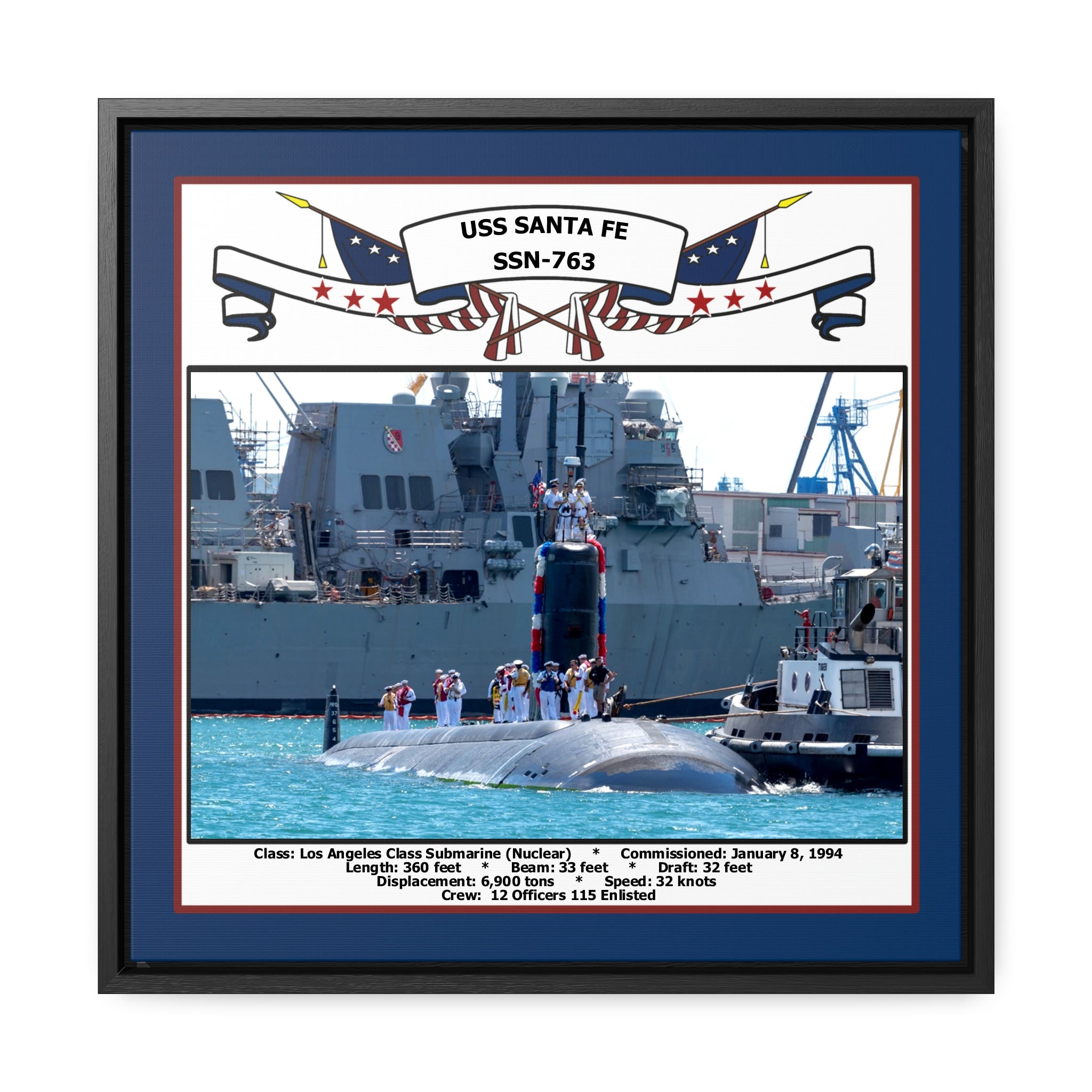 USS Santa Fe SSN-763 Navy Floating Frame Photo – Navy Emporium