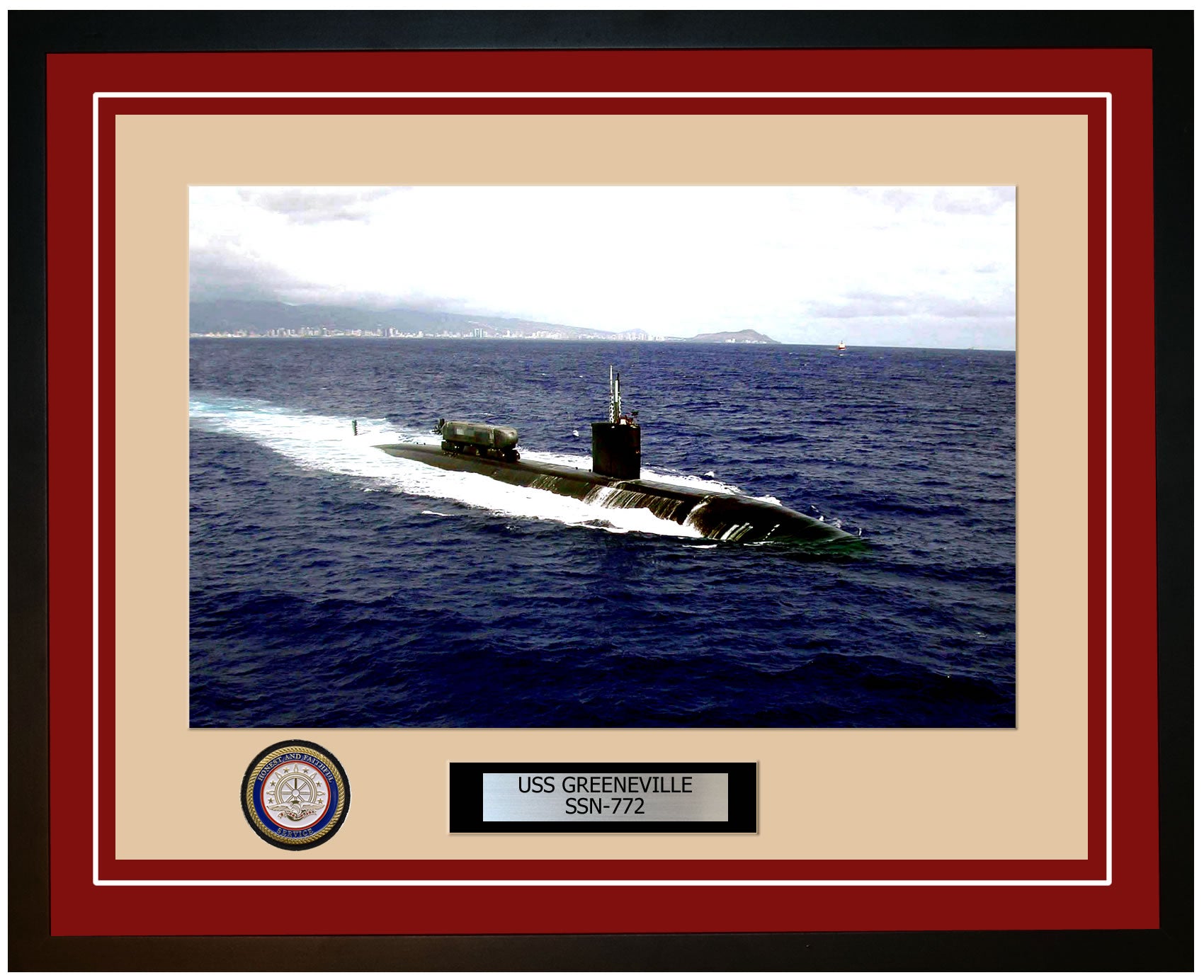 USS Greeneville SSN-772 Framed Navy Ship Photo Burgundy – Navy Emporium