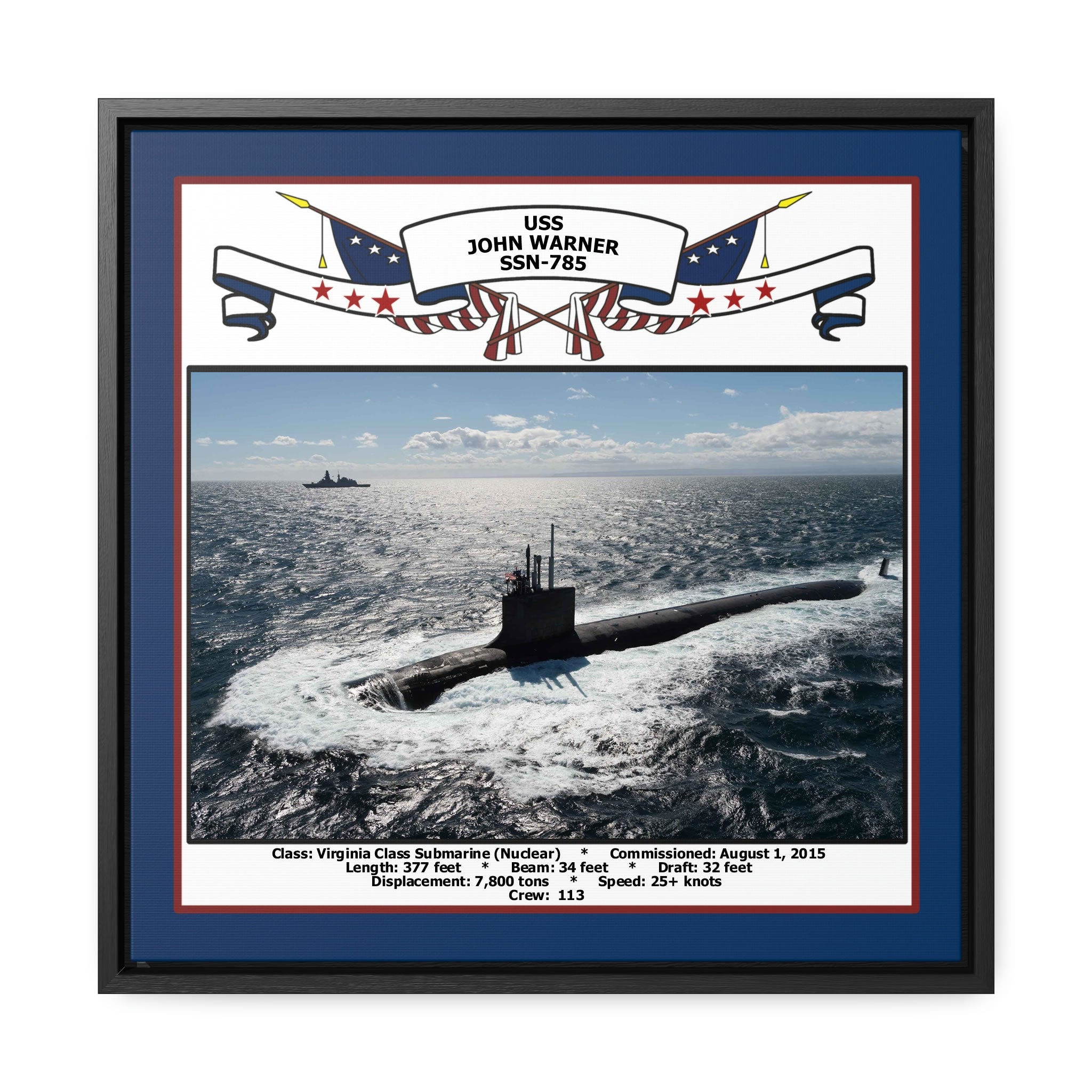 USS John Warner SSN-785 Navy Floating Frame Photo – Navy Emporium