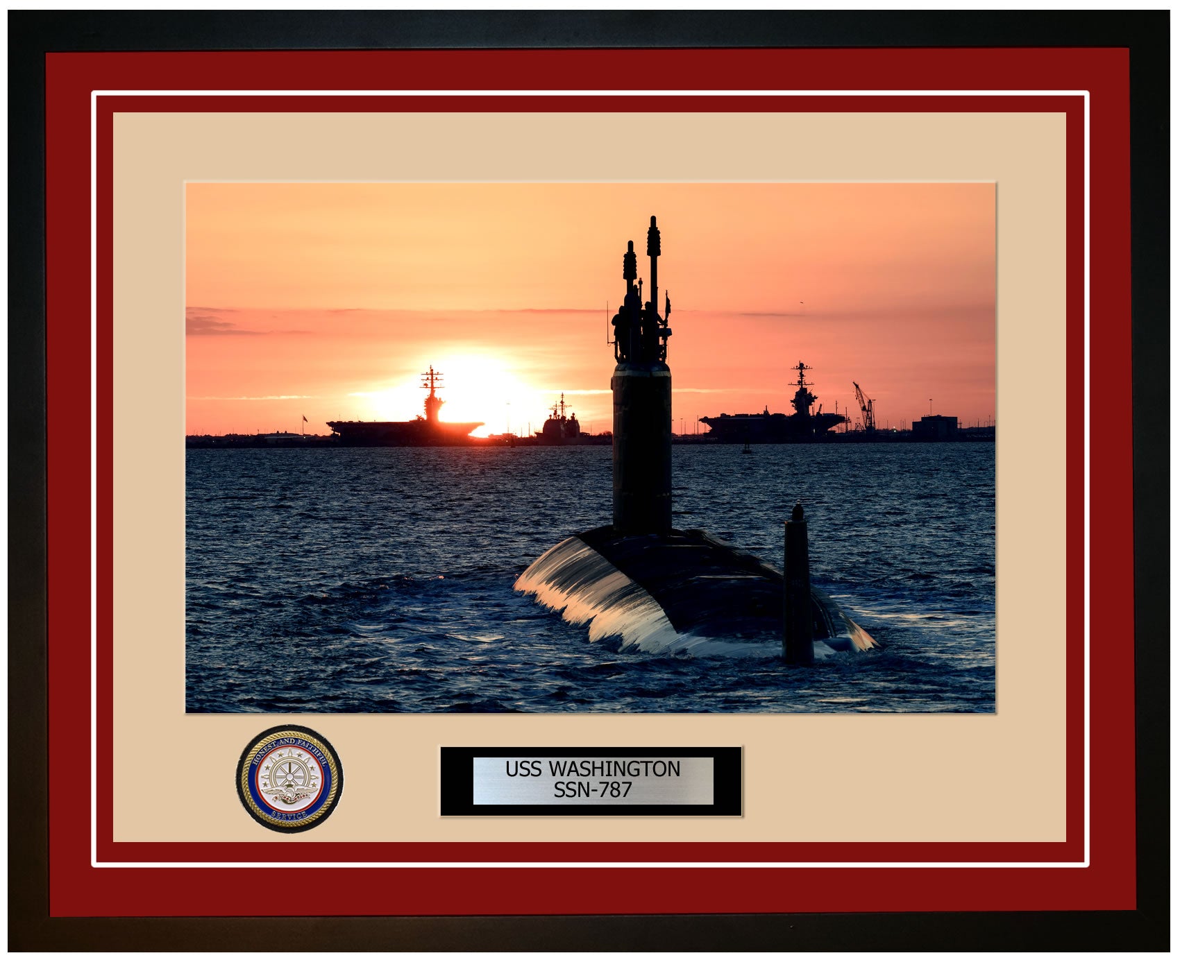 USS Washington SSN-787 Framed Navy Ship Photo Burgundy – Navy Emporium