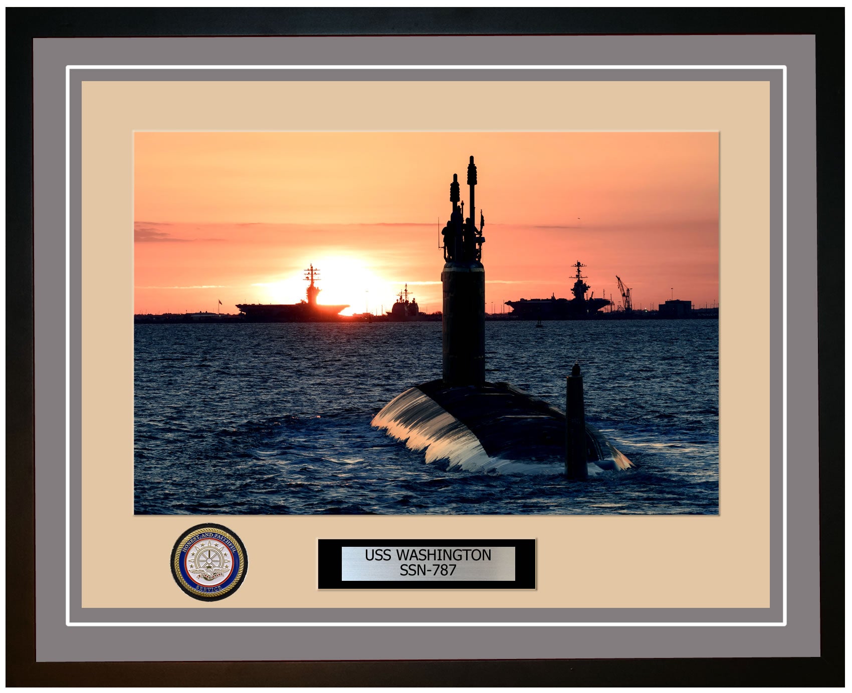 USS Washington SSN-787 Framed Navy Ship Photo Burgundy – Navy Emporium